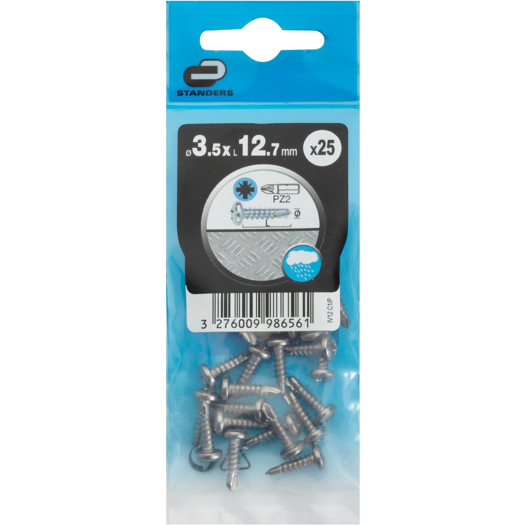 Lot de 25 vis inox STANDERS, empreinte pozidriv, 3.5x12.7mm | Leroy Merlin