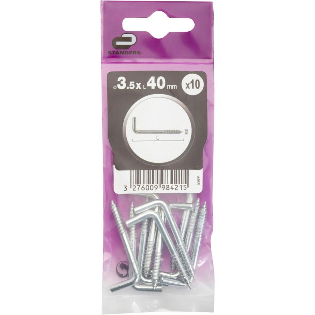 LOT X10 CROCHET PITON A VISSER 3,5 X 20 MM ACIER ZINGUE Doe het zelf ...