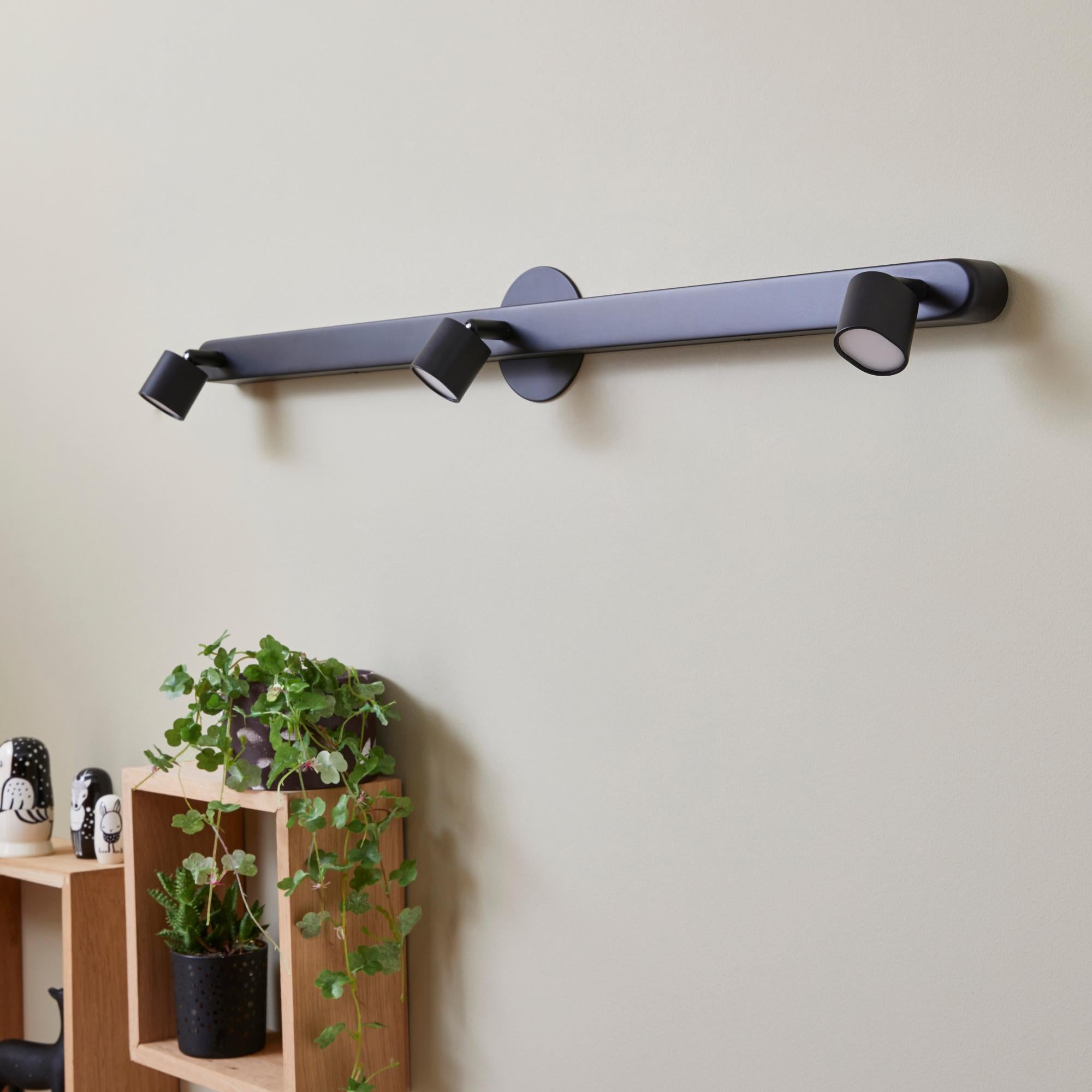 Rampe 3 spots module led, fer noir, INSPIRE Flut | Leroy Merlin