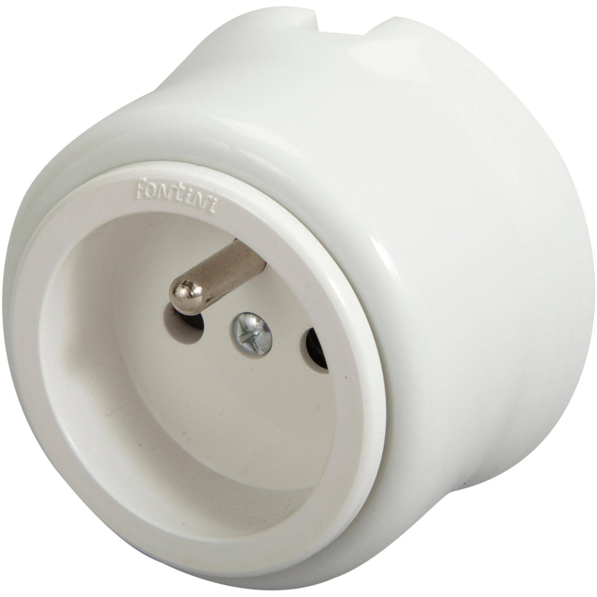 Prise avec terre Garby, blanc, FONTINI | Leroy Merlin