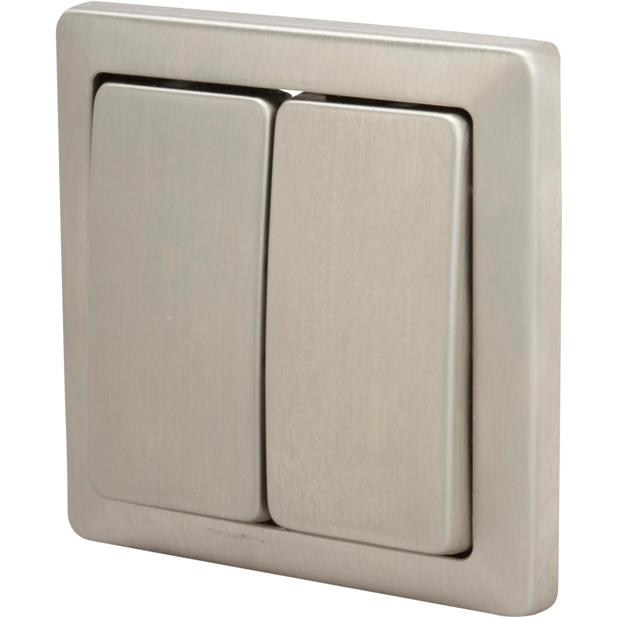 Double interrupteur va-et-vient Samba, métal | Leroy Merlin