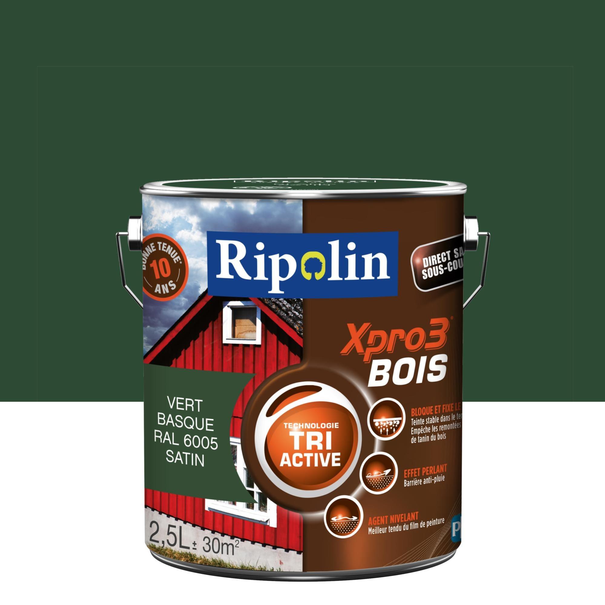Peinture bois extérieur / intérieur Xpro 3 RIPOLIN, vert basque, 2.5 l ...