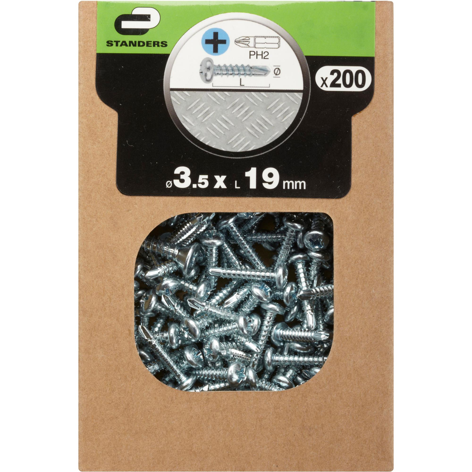 Lot de 200 vis acier zingué STANDERS, empreinte pozidriv, 3.5x19mm ...