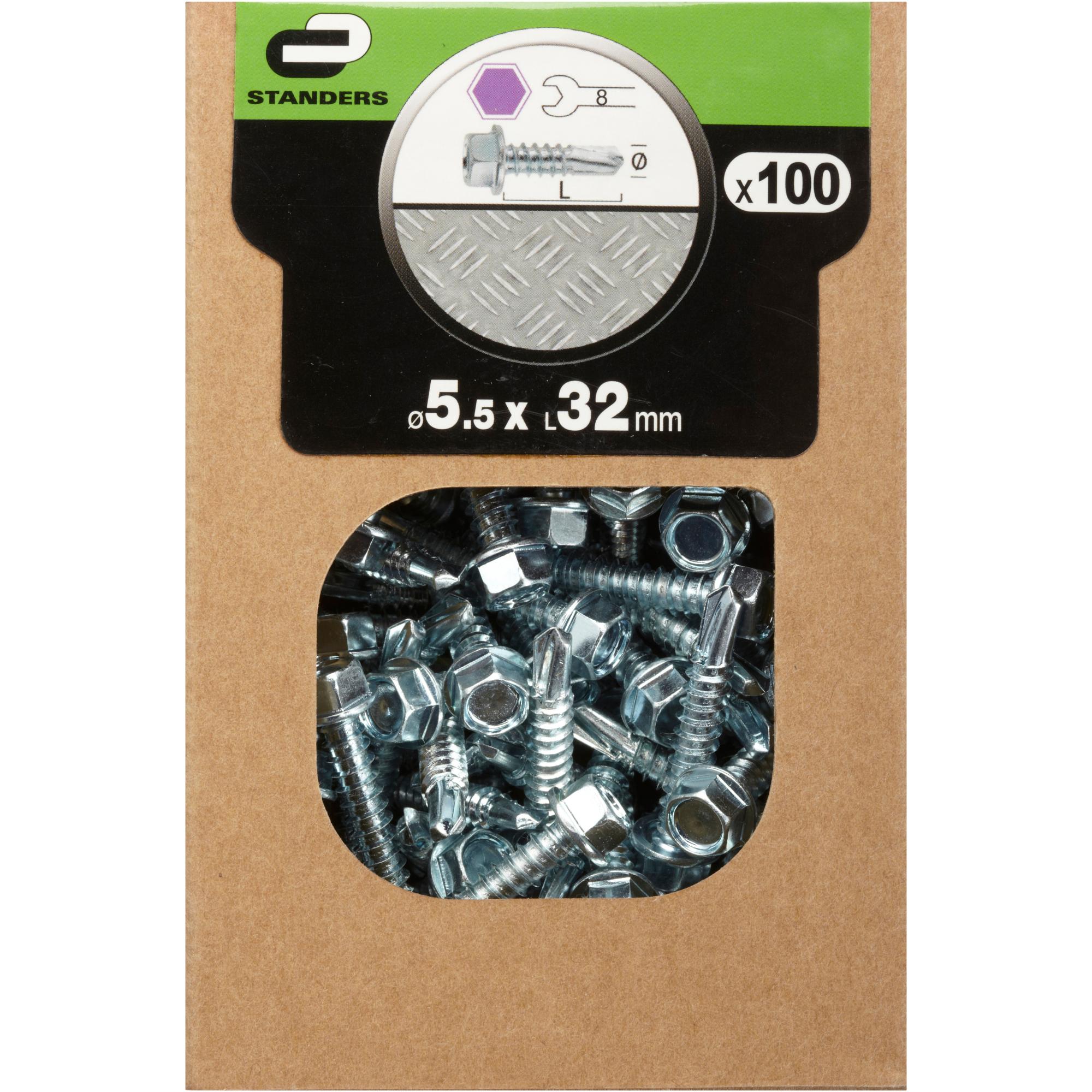 Lot de 100 vis acier tête 6 pans STANDERS, Diam.5.5 mm x L.32 mm | Leroy Merlin