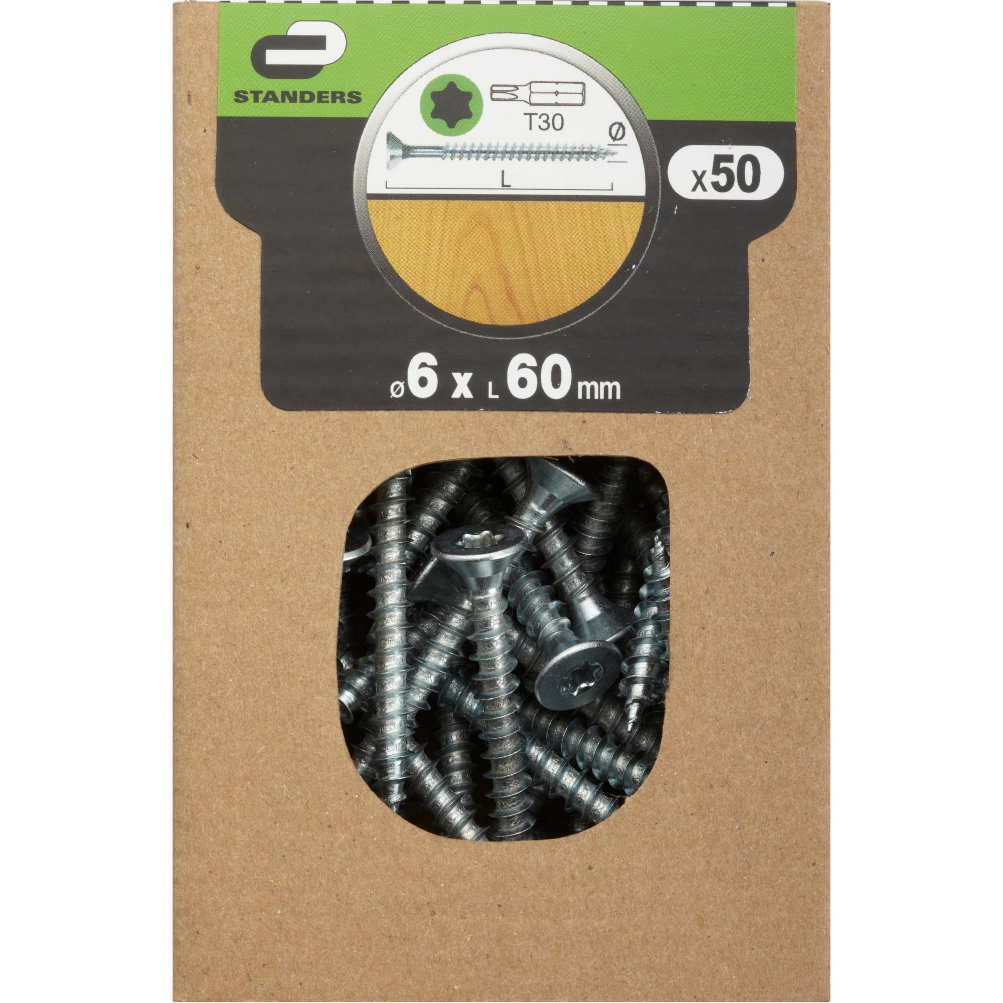 Lot de 50 vis acier tête fraisée STANDERS, Diam.6 mm x L.60 mm | Leroy Merlin
