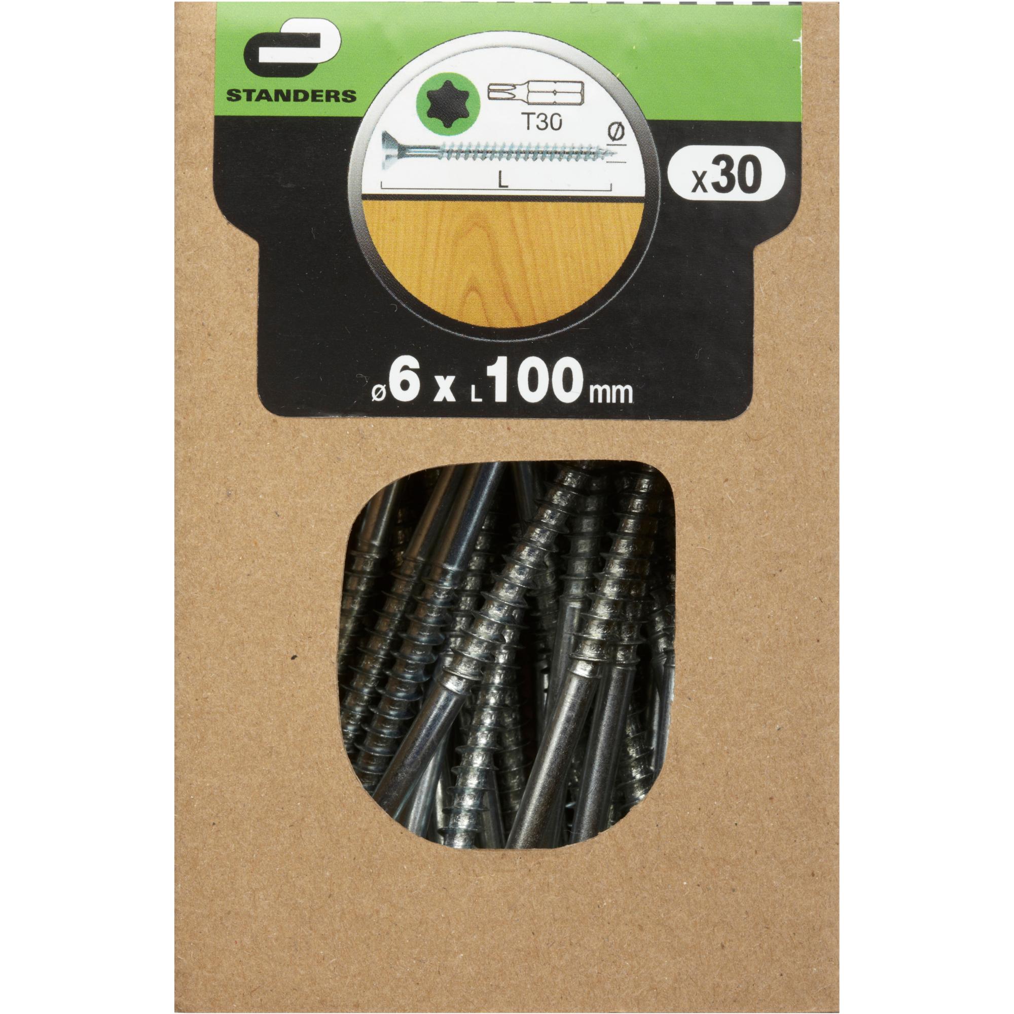 Lot de 30 vis acier tête fraisée STANDERS, Diam.6 mm x L.100 mm | Leroy Merlin