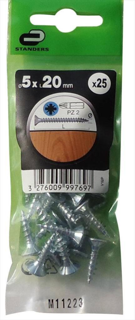Lot de 25 vis acier tête fraisée STANDERS, Diam.5 mm x L.20 mm | Leroy Merlin