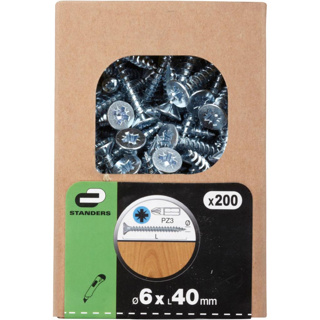 Lot de 200 vis acier tête fraisée STANDERS, Diam.6 mm x L.40 mm | Leroy Merlin