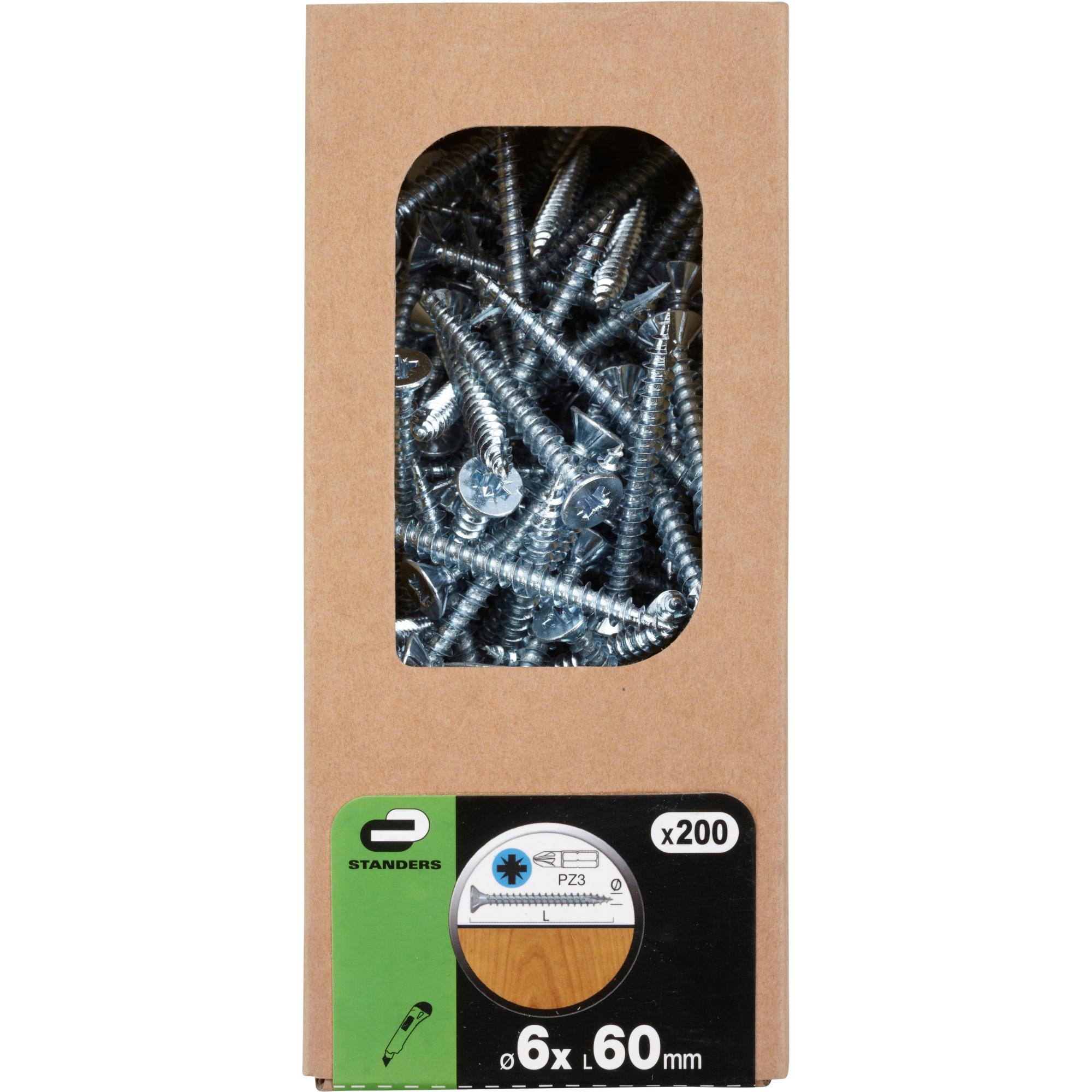 Lot de 200 vis acier tête fraisée STANDERS, Diam.6 mm x L.60 mm | Leroy Merlin