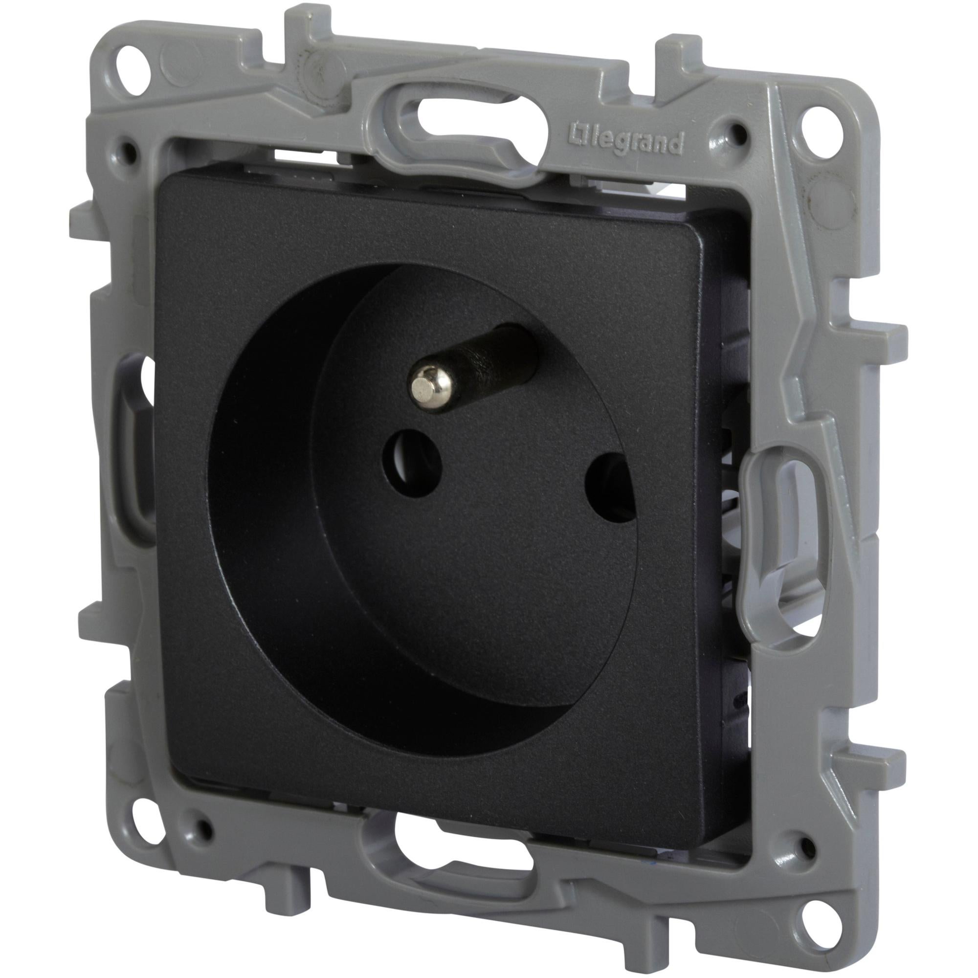 Prise avec terre Niloé, LEGRAND, gris anthracite | Leroy Merlin