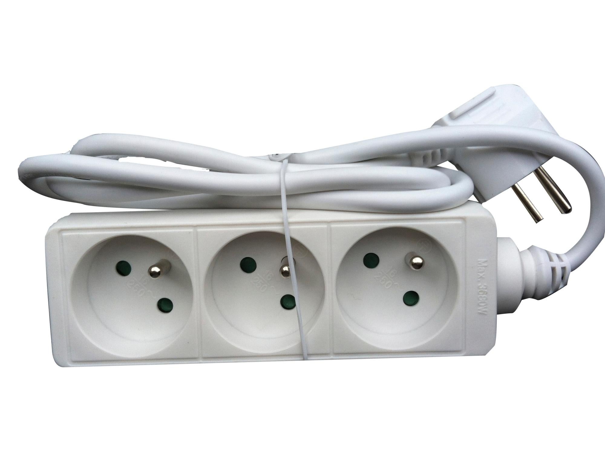 Multiprise filaire, 3 prises blanc | Leroy Merlin