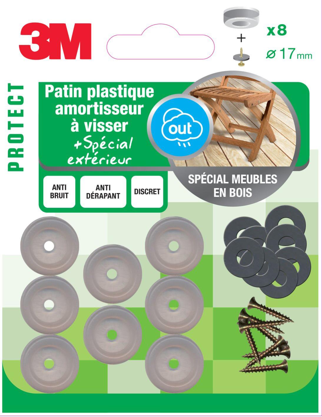 Assortiment 8 patins en plastique 3M Ø17 mm | Leroy Merlin