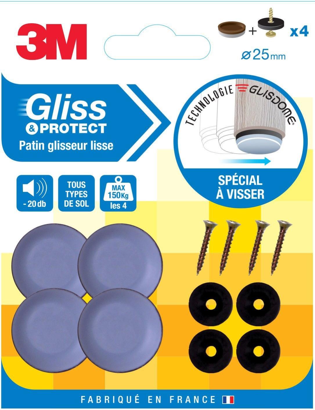 Assortiment 4 patins en plastique (ptfe) 3M Ø25 mm | Leroy Merlin