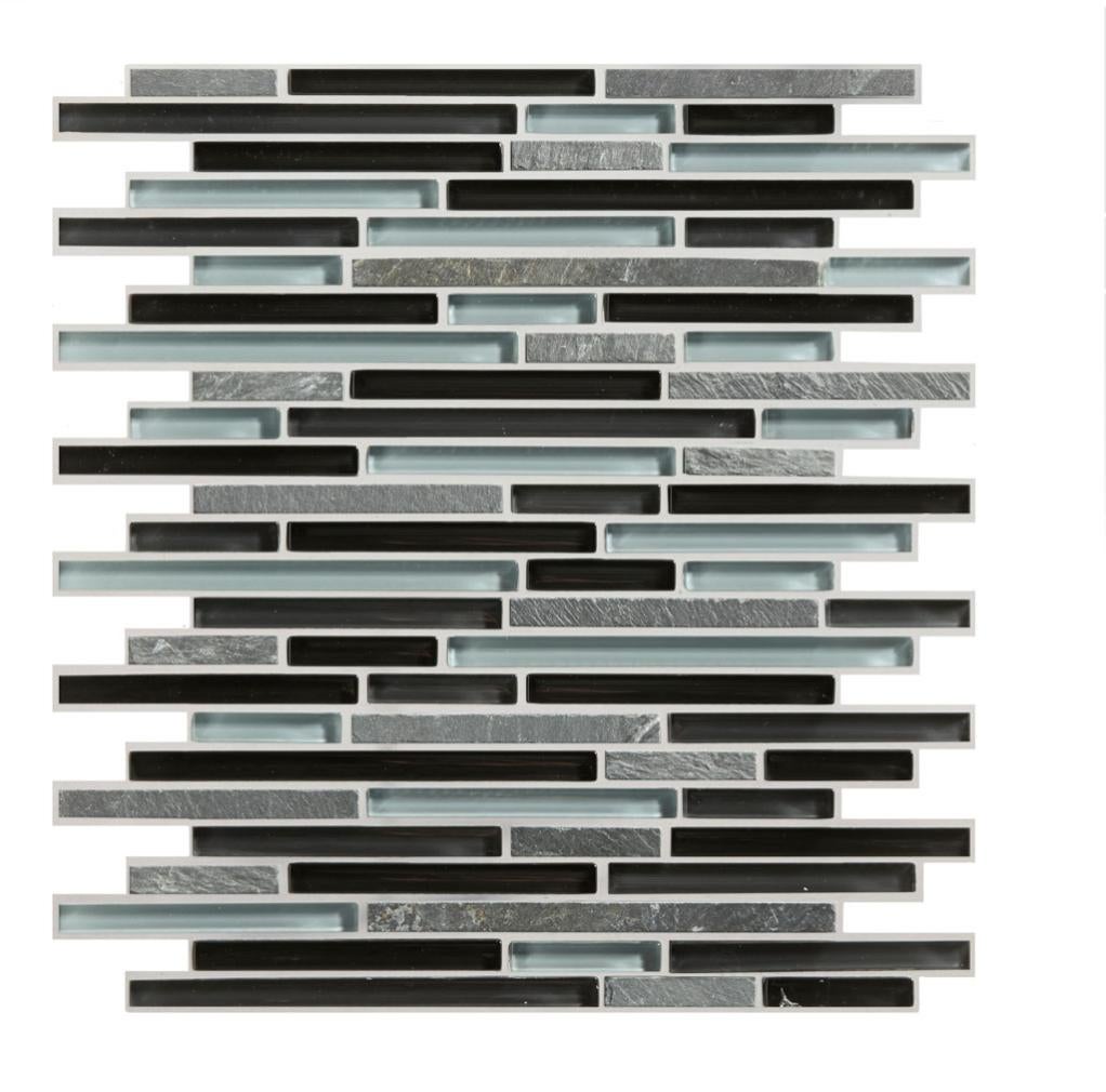 Mosaïque sol et mur Brazil noire fine barette 30 x 30 cm | Leroy Merlin