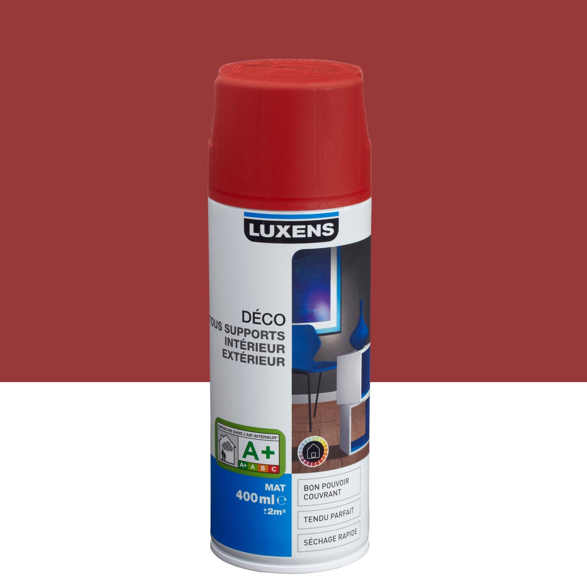 Peinture aérosol LUXENS rouge rouge n°2 mat 400 ml | Leroy Merlin
