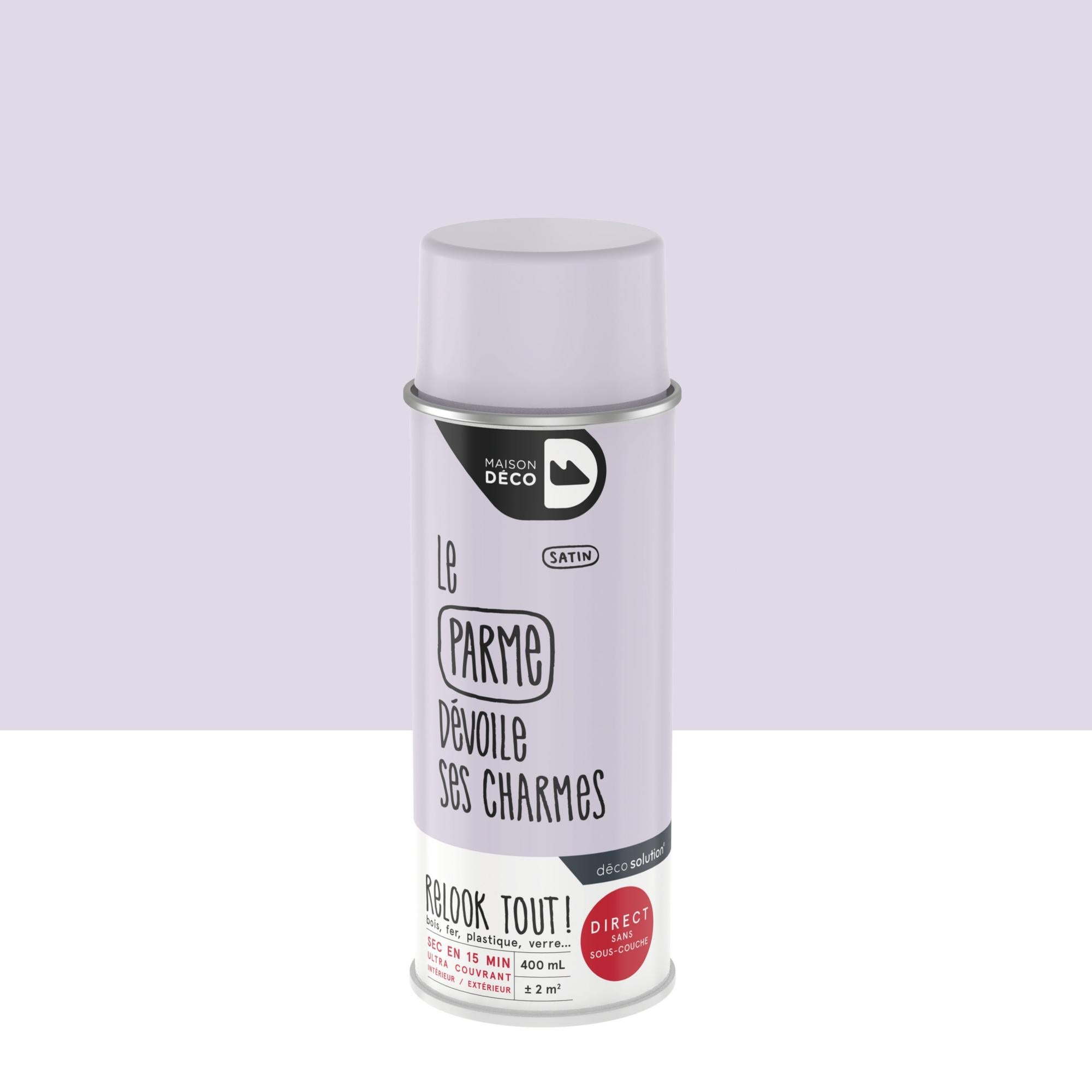 Peinture aérosol Relook tout MAISON DECO violet parme satiné 400 ml ...