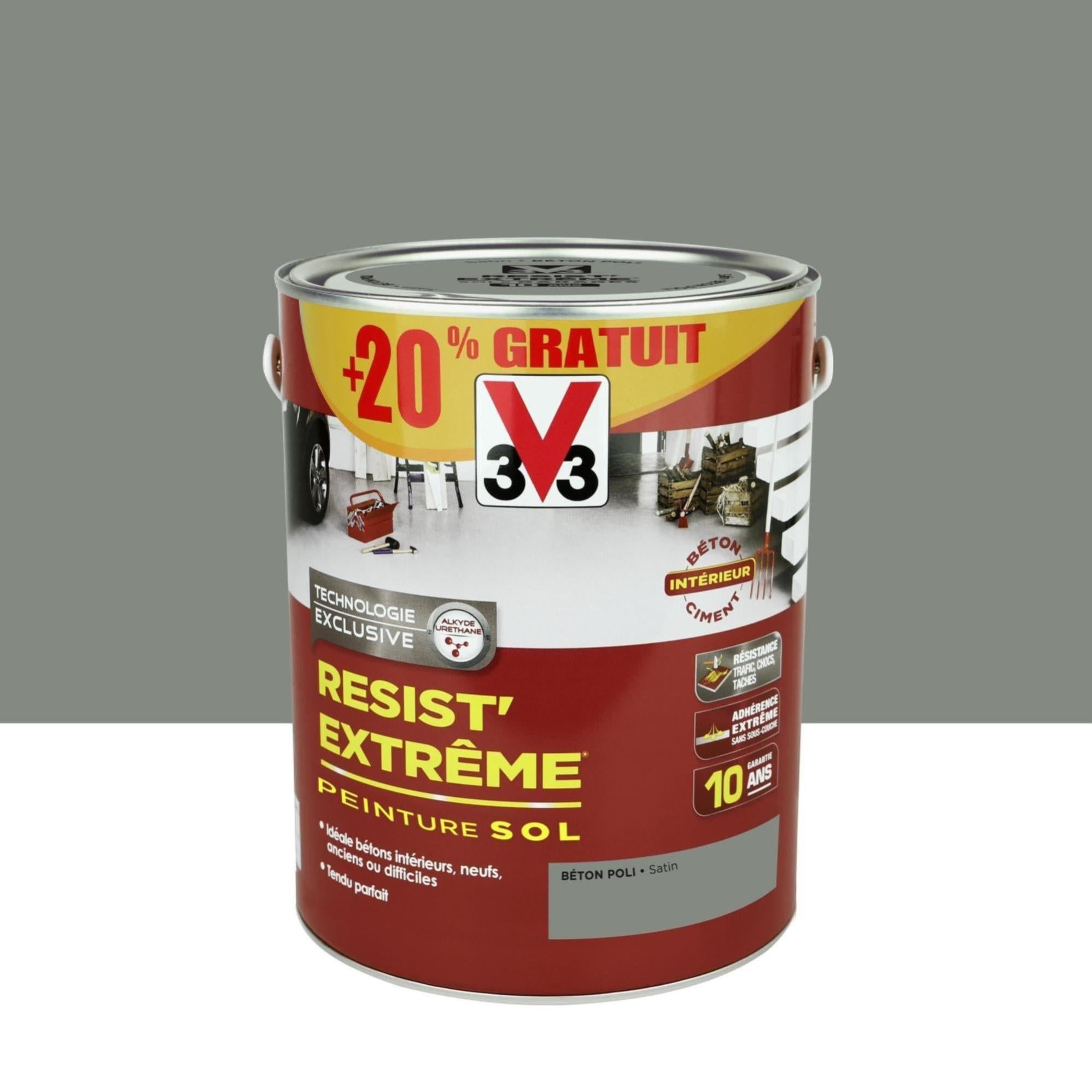 Peinture sol Résist' extrême® V33, béton poli satiné, 3 l | Leroy Merlin