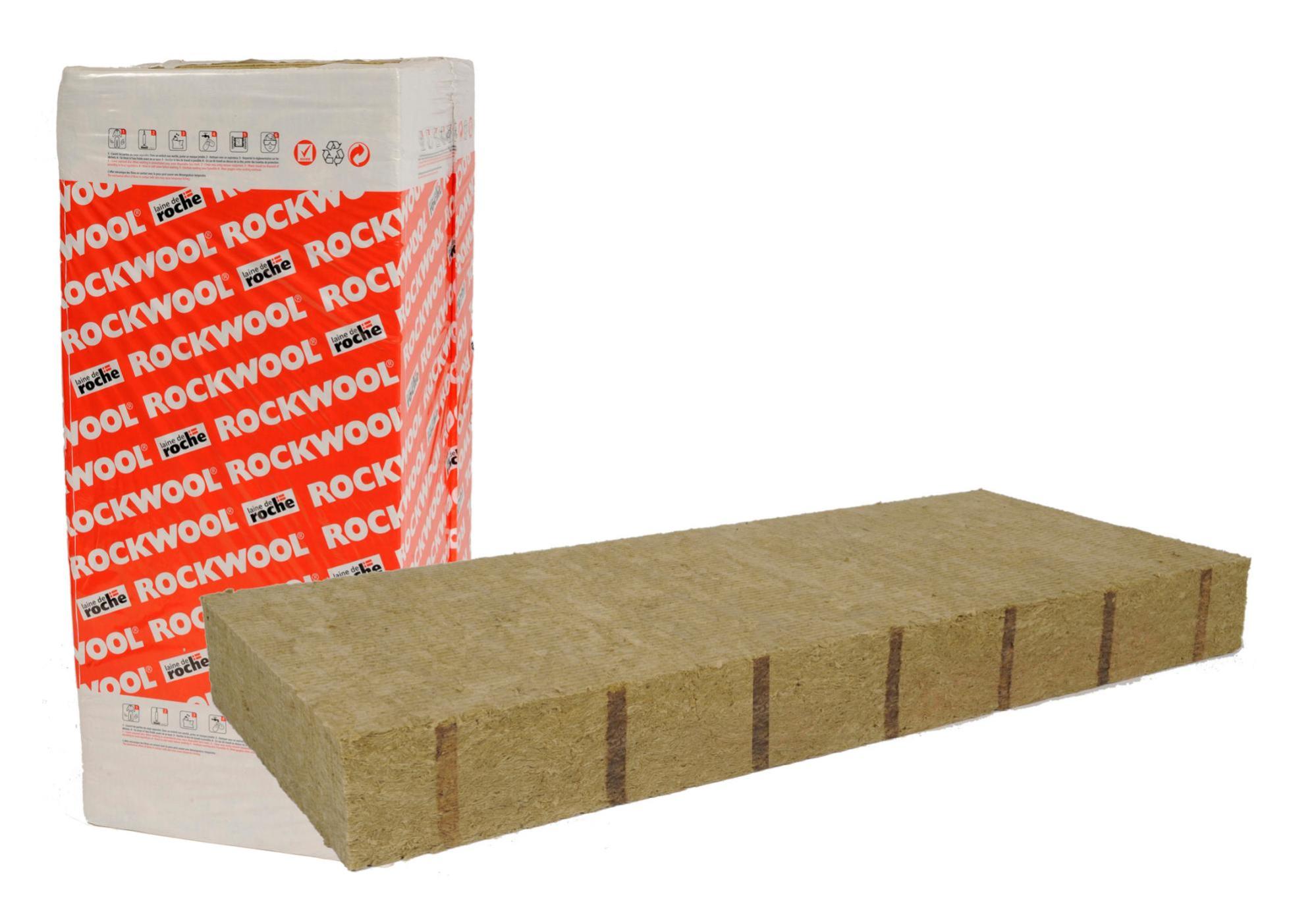 Laine de roche ROCKWOOL avec bord flexible 1.35 x 0.6 m, Ep. 60mm, R=1.75 | Leroy Merlin
