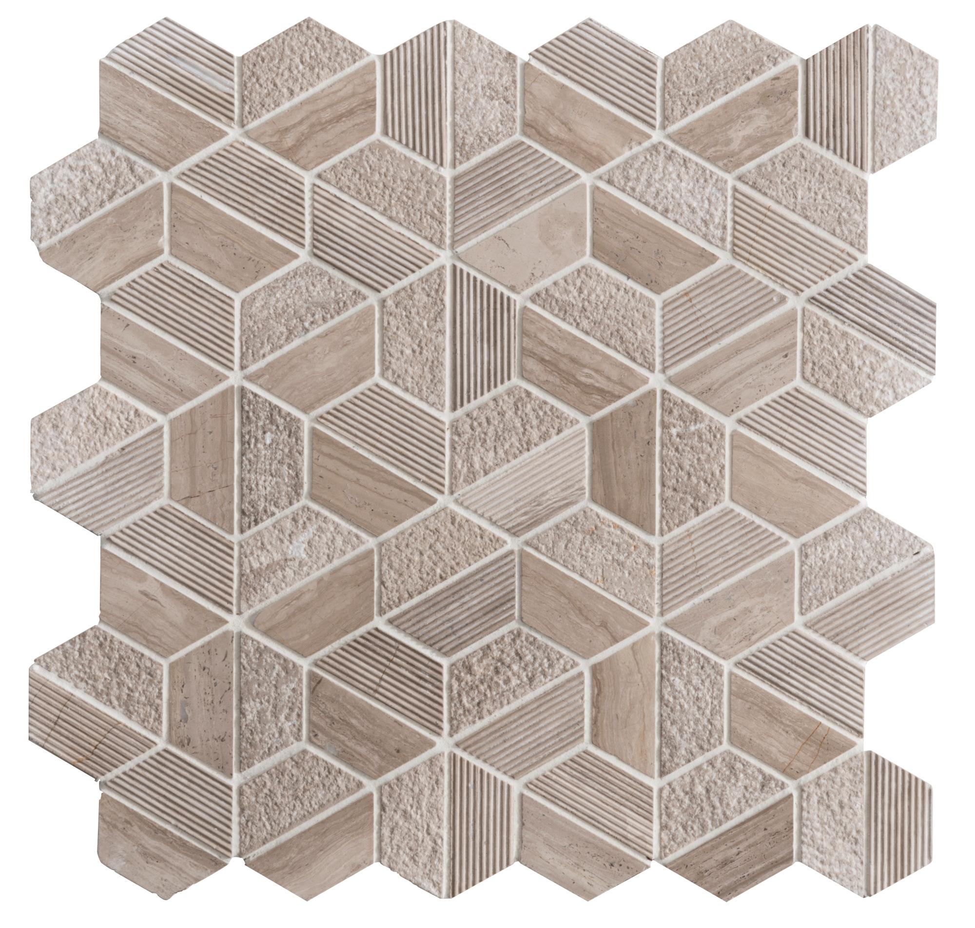 Mosaïque sol et mur Graphik marbre hexa beige 5 x 5 cm | Leroy Merlin