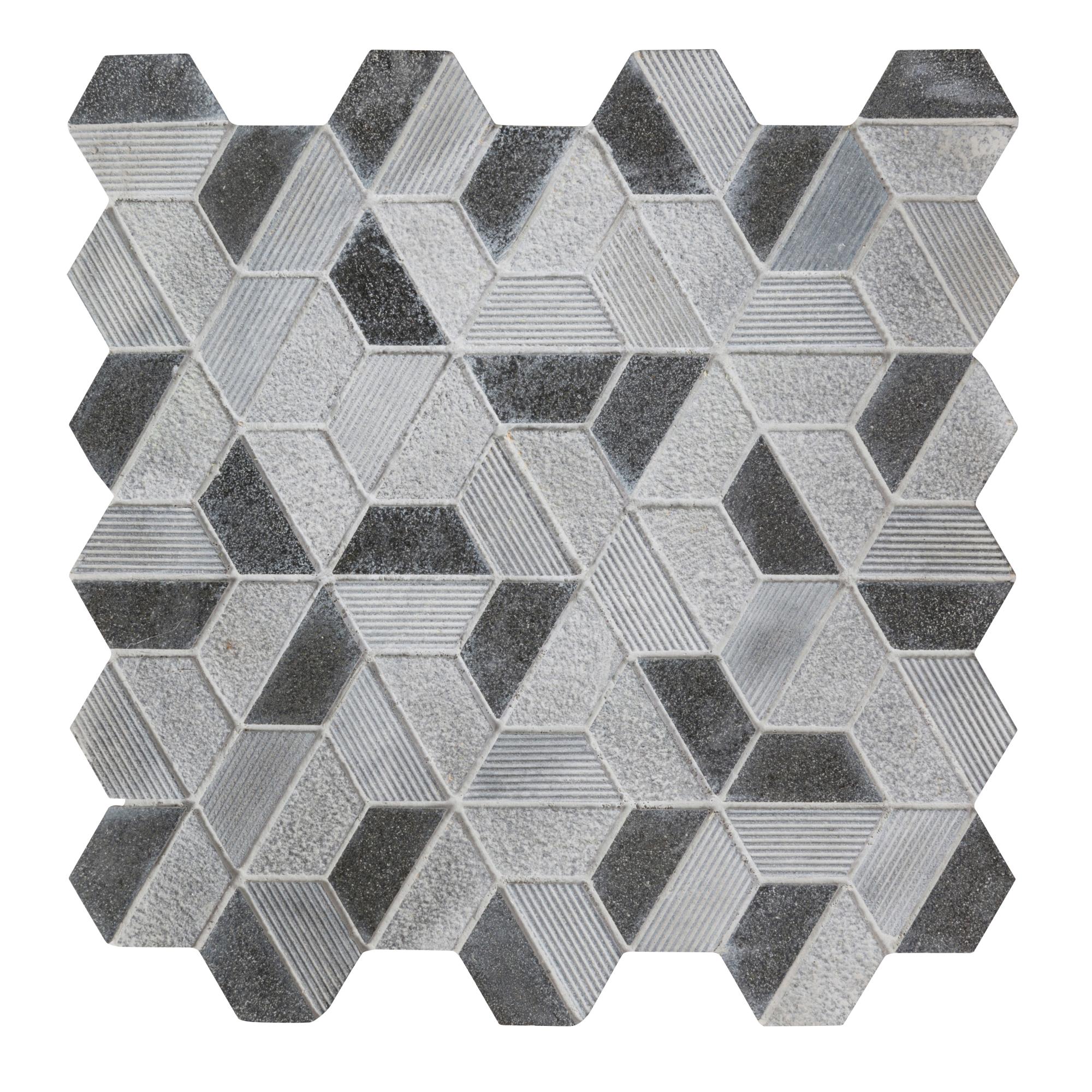 Mosaïque sol et mur Graphik hexa noir 5 x 5 cm | Leroy Merlin