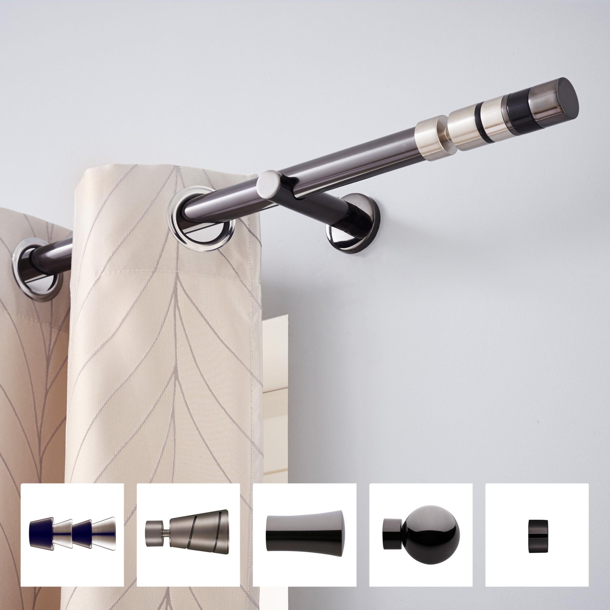 Support tringle à rideau Chic, 28 mm black nickel brillant INSPIRE | Leroy Merlin