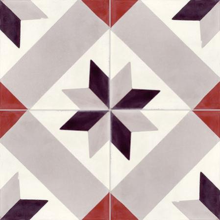 Carreau de ciment mur / sol effet ciment gris noir rouge Etoile l.20 x ...