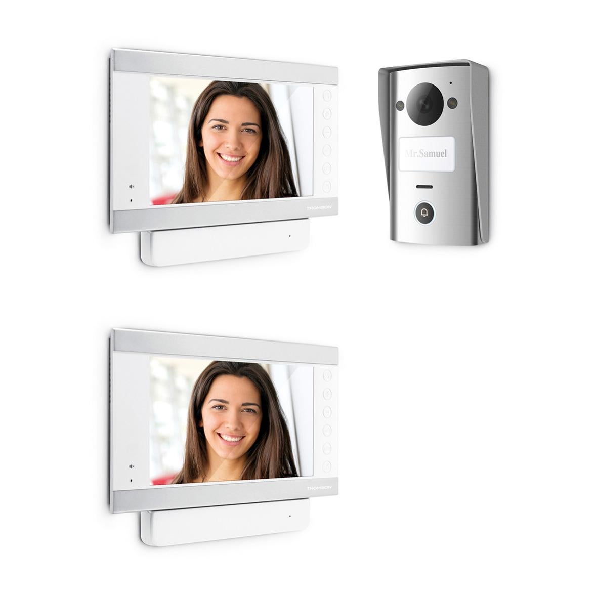 Pack visiophone 1 platine et 2 écrans filaire, THOMSON Smart | Leroy Merlin