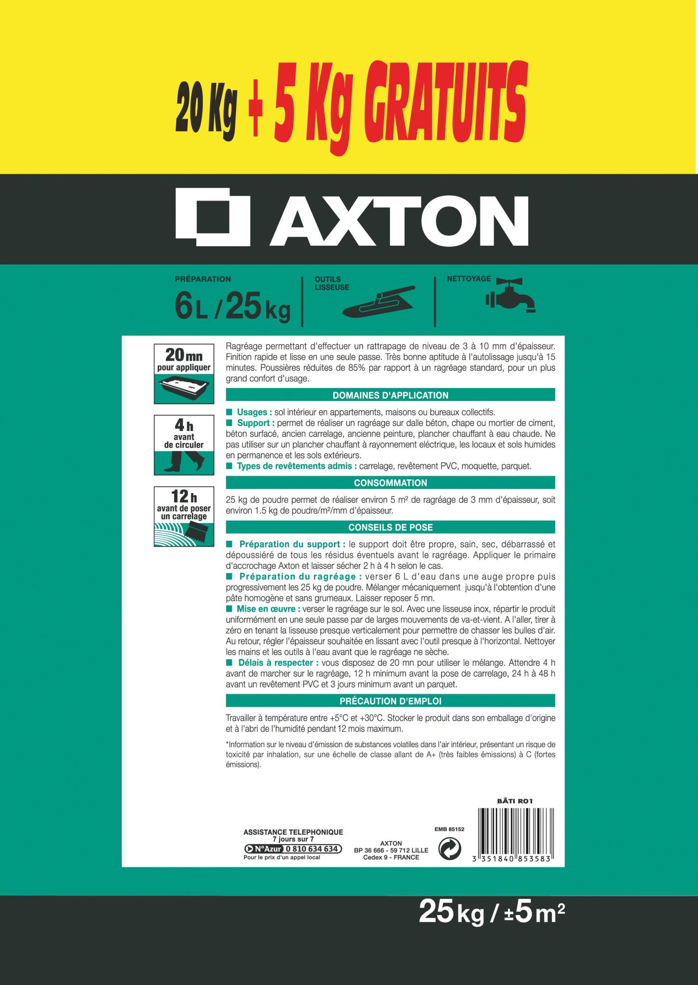 Ragréage sol neuf ou ancien AXTON, 25 kg | Leroy Merlin