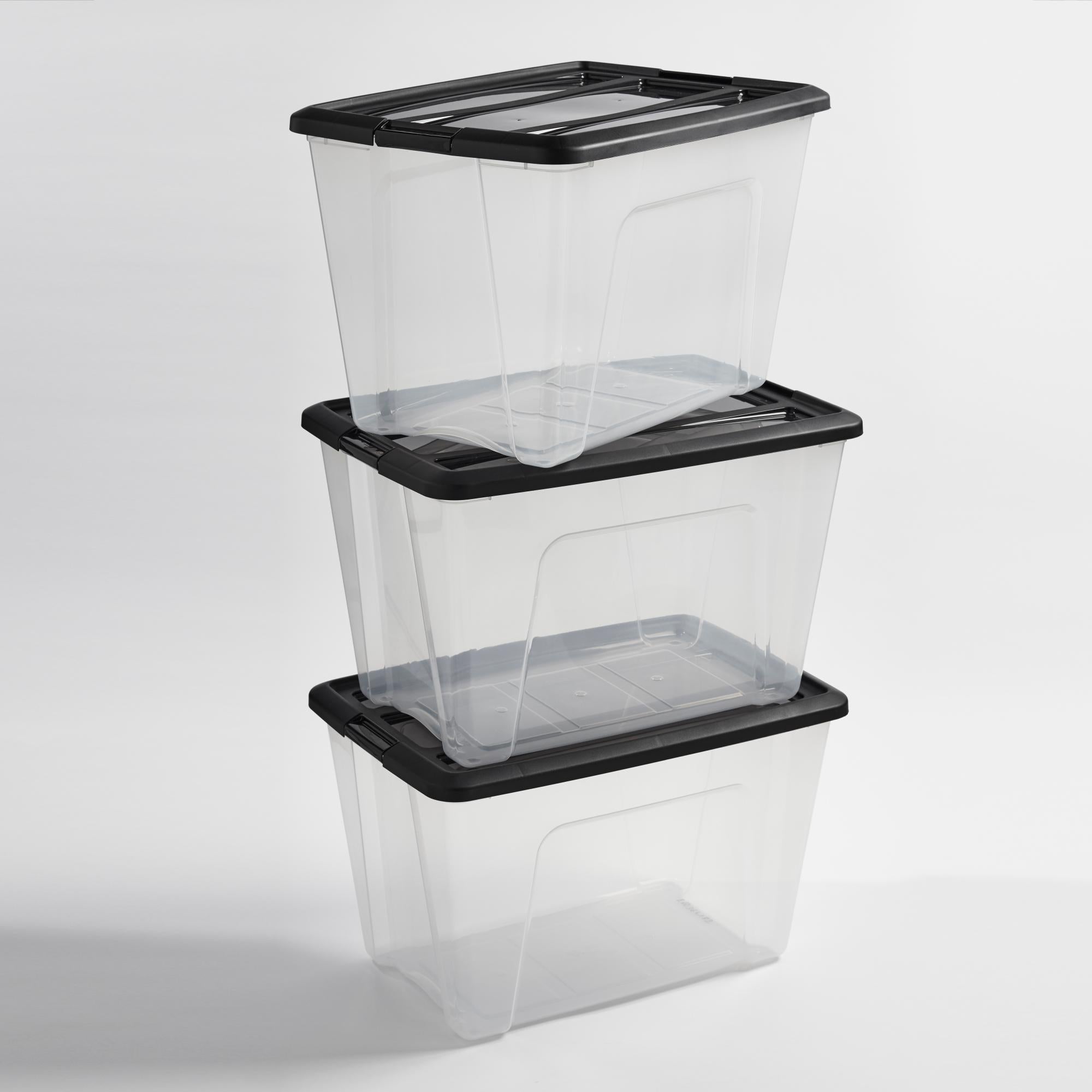 Lot de 3 bacs plastique transparent l.39.5 x P.58 x H.36.5 cm cm ...