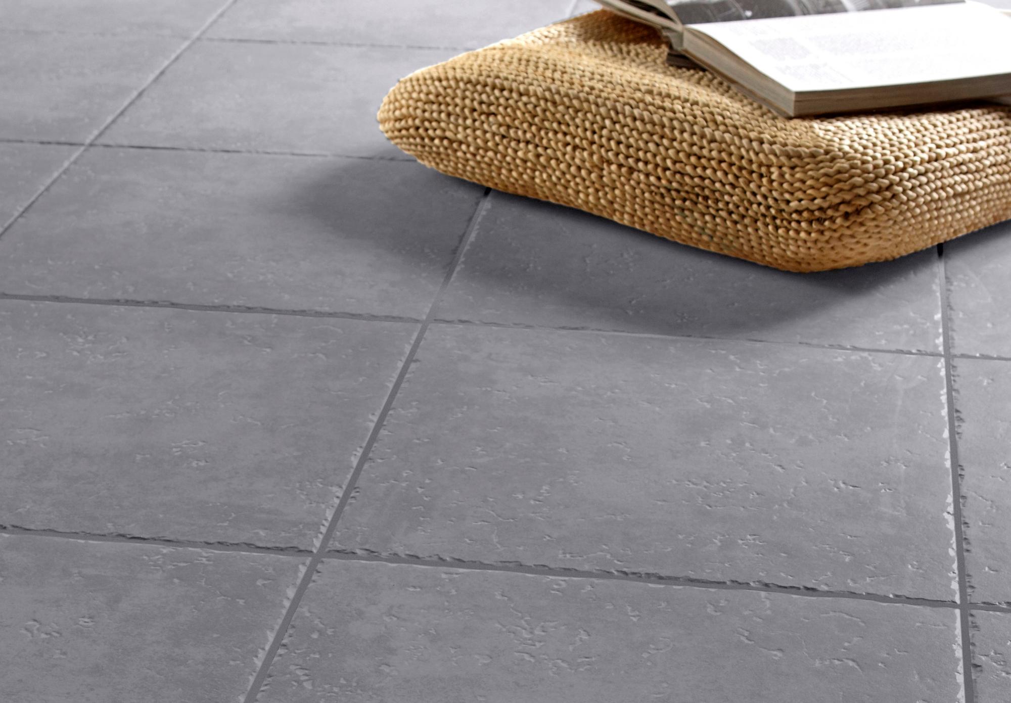 Carrelage sol et mur anthracite effet pierre Michigan l.34 x L.34 cm ...