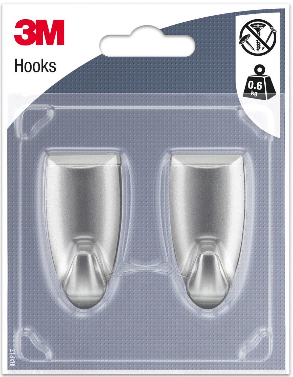 Lot de 2 crochets adhésif 3M, gris | Leroy Merlin