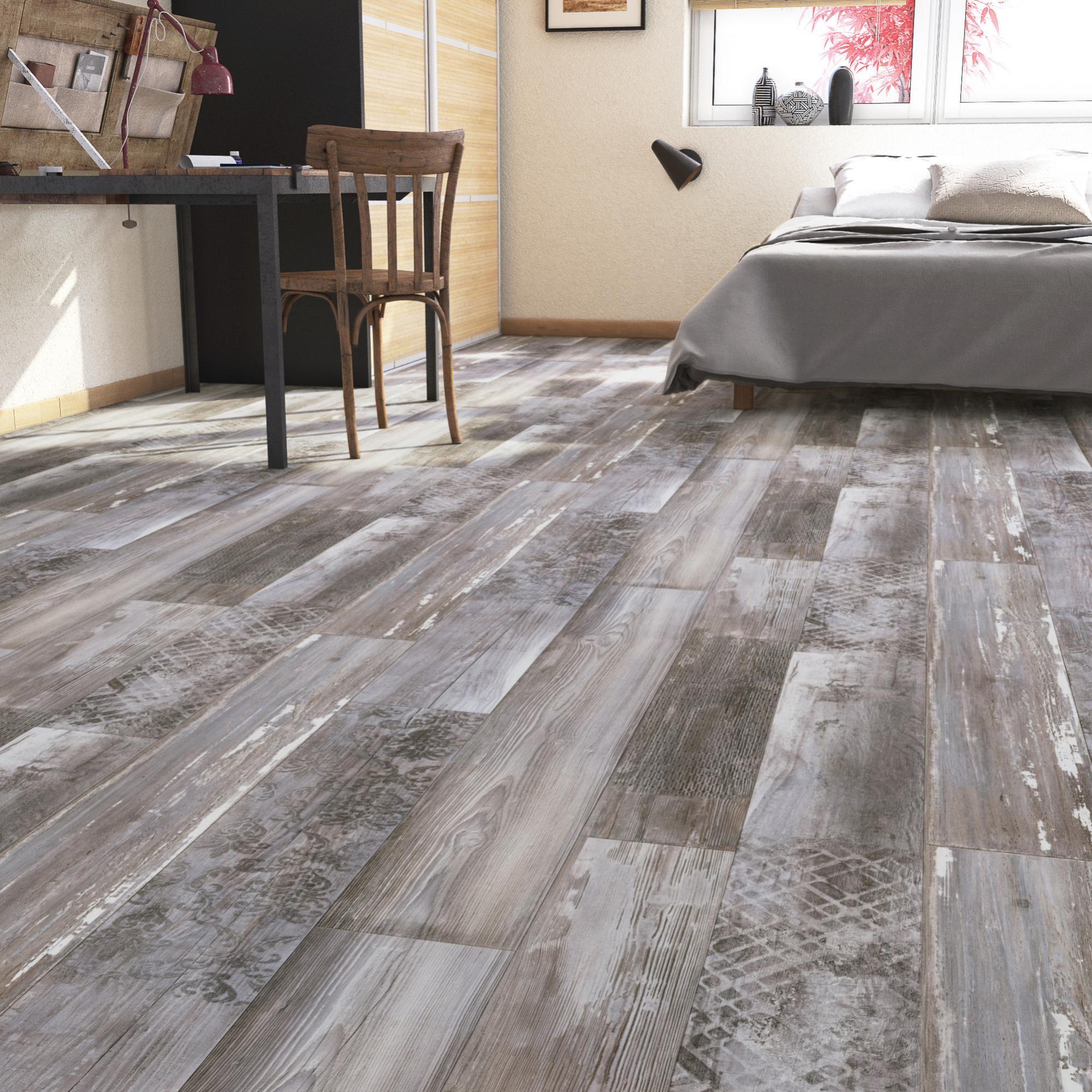 Sol PVC blanc gris perle versailles gris perle, AERO l.4 m | Leroy Merlin