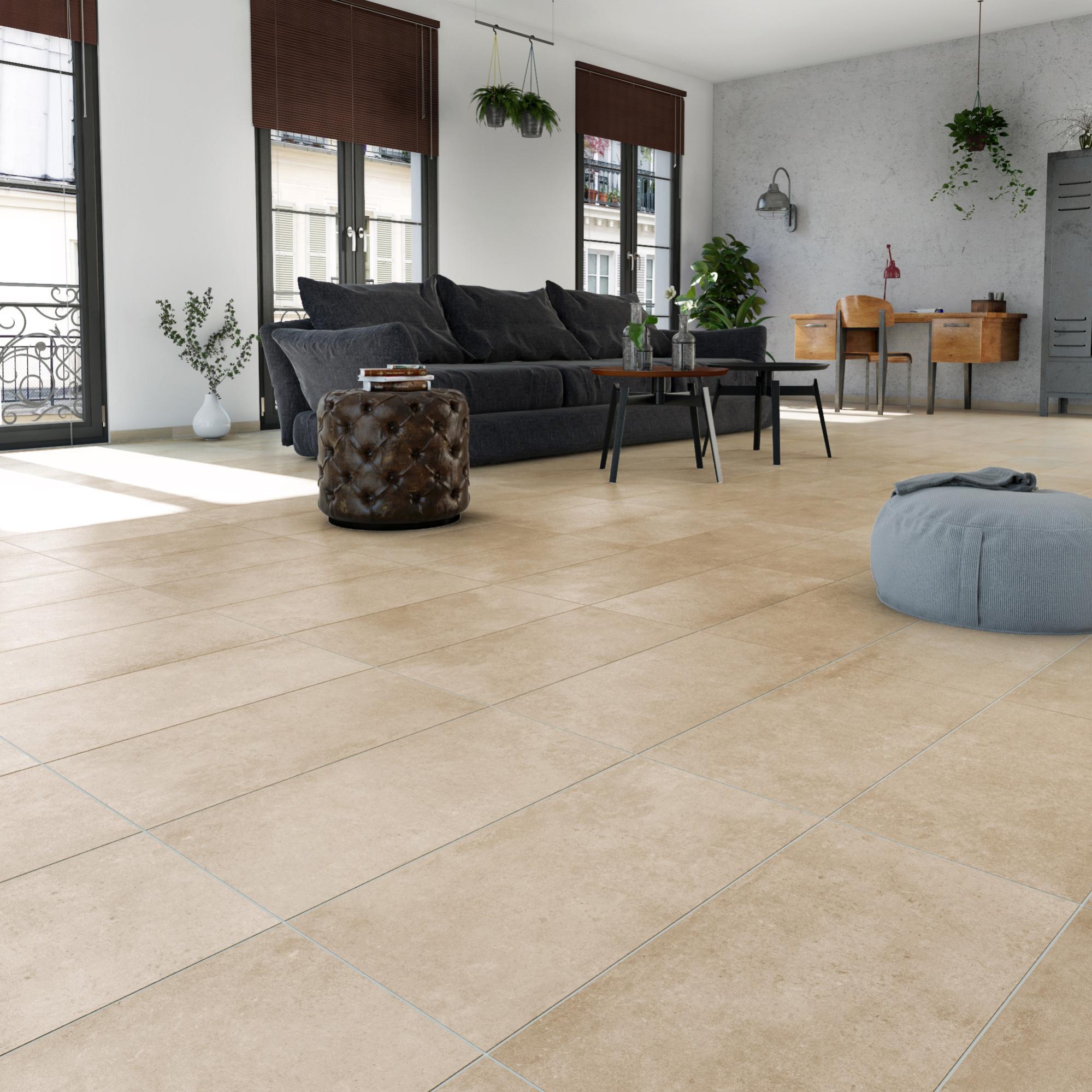 Carrelage sol et mur forte effet pierre beige Hier l.30 x L.60.4 cm ...