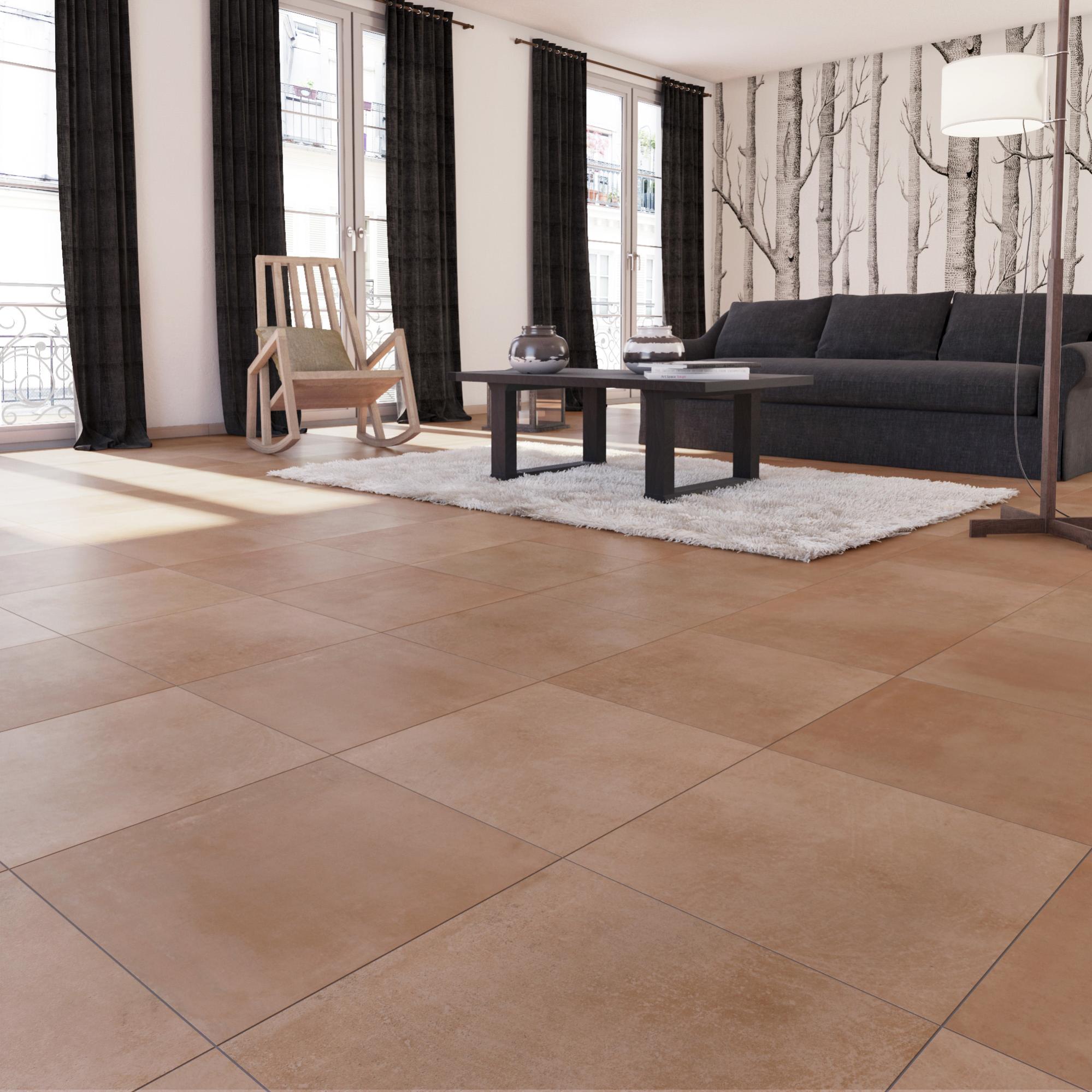 Carrelage sol et mur rouge effet terre cuite Salernes l.45 x L.45 cm ...