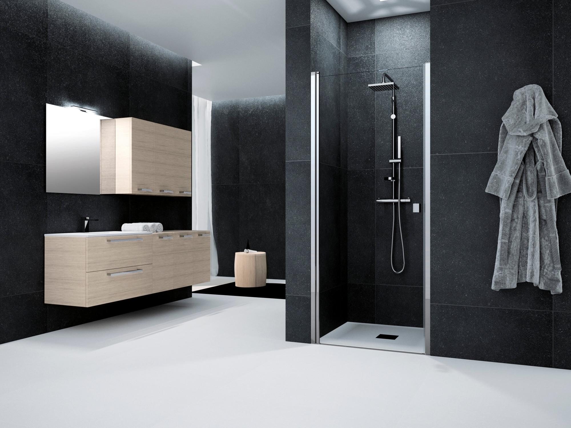 Porte de douche pivotante 85 cm, transparent, Neo | Leroy Merlin
