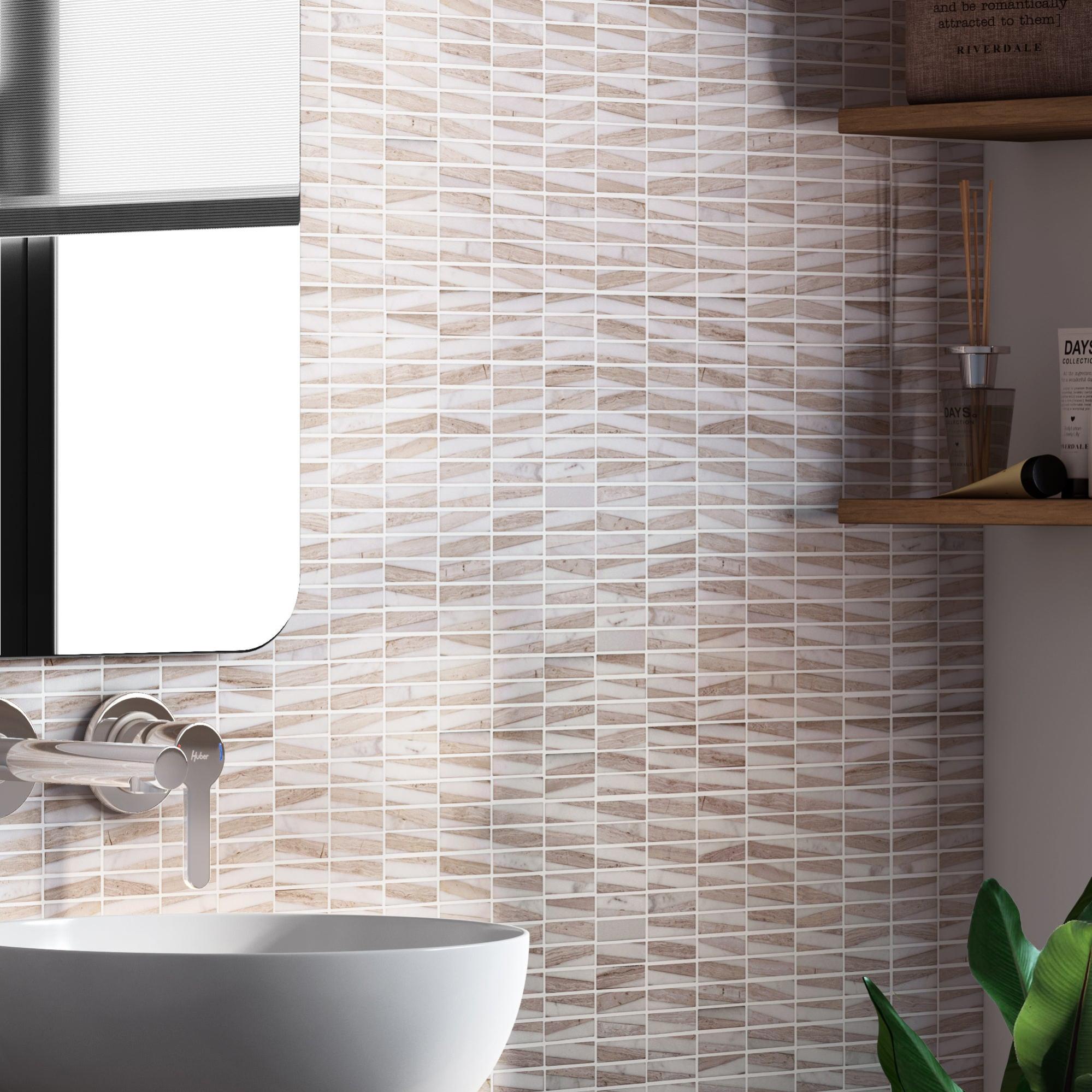 Mosaïque mur Mineral blanc et beige | Leroy Merlin