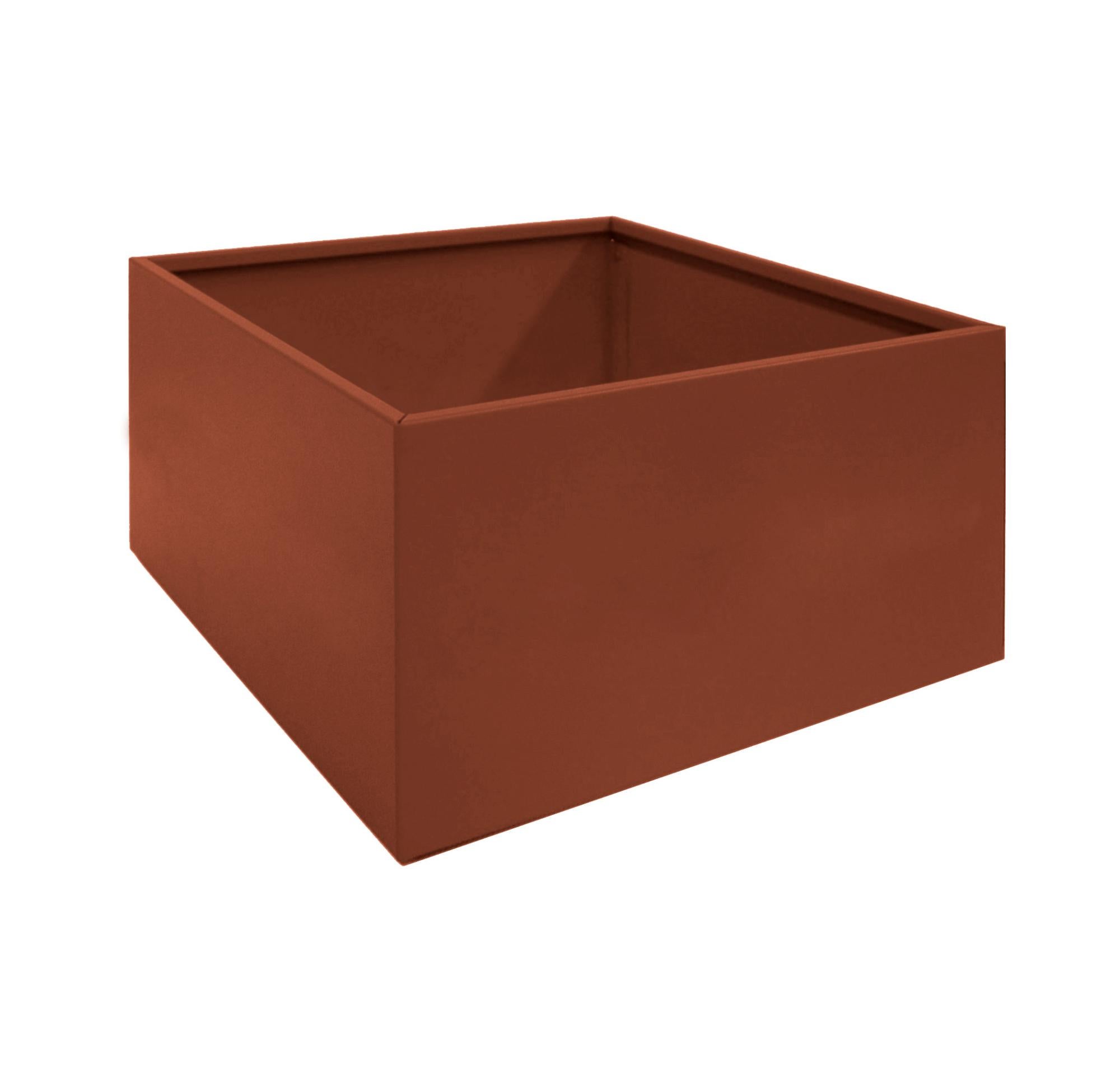 Pot métal Demi cube galva couleur rouille 39x39cm L.39 x l.39 x H.20.6 ...
