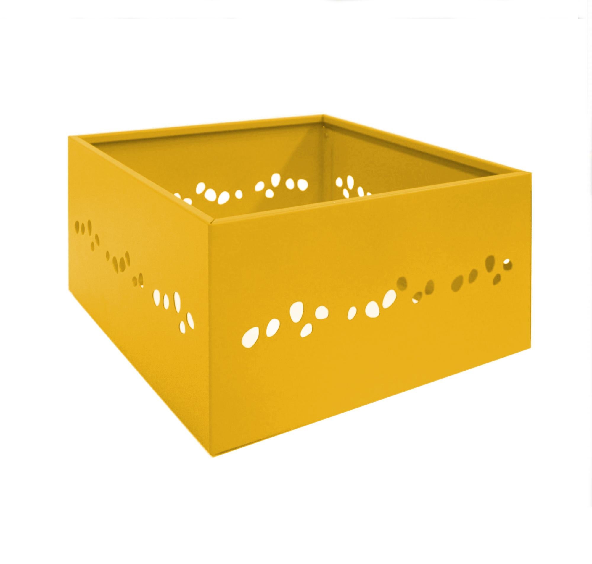 Pot métal Demi cube galva jaune 39x39cm -motif gal L.39 x l.39 x H.20.6 ...