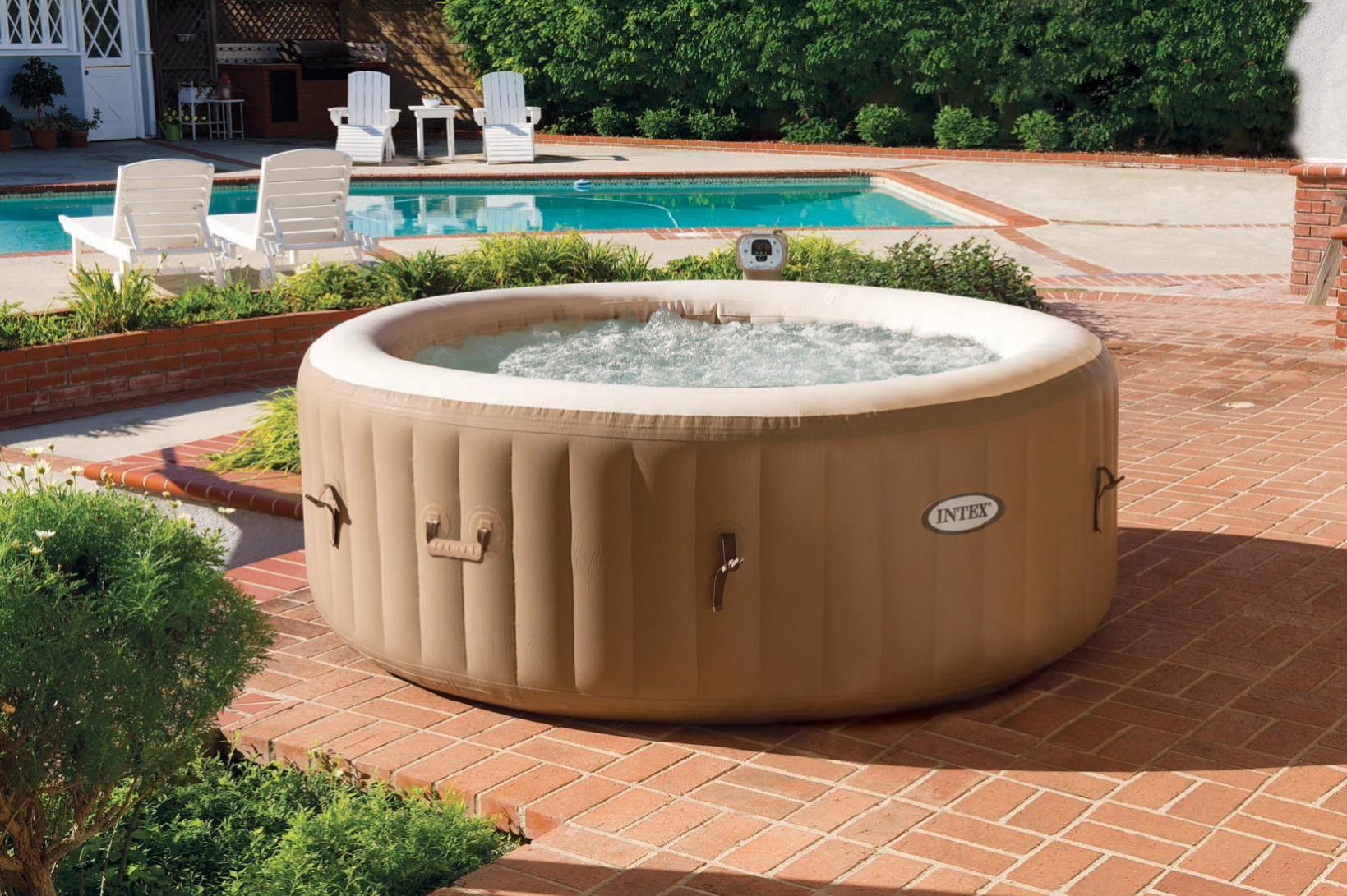 Spa gonflable INTEX Purespa rond + lot de cartouches, 4 places assises ...