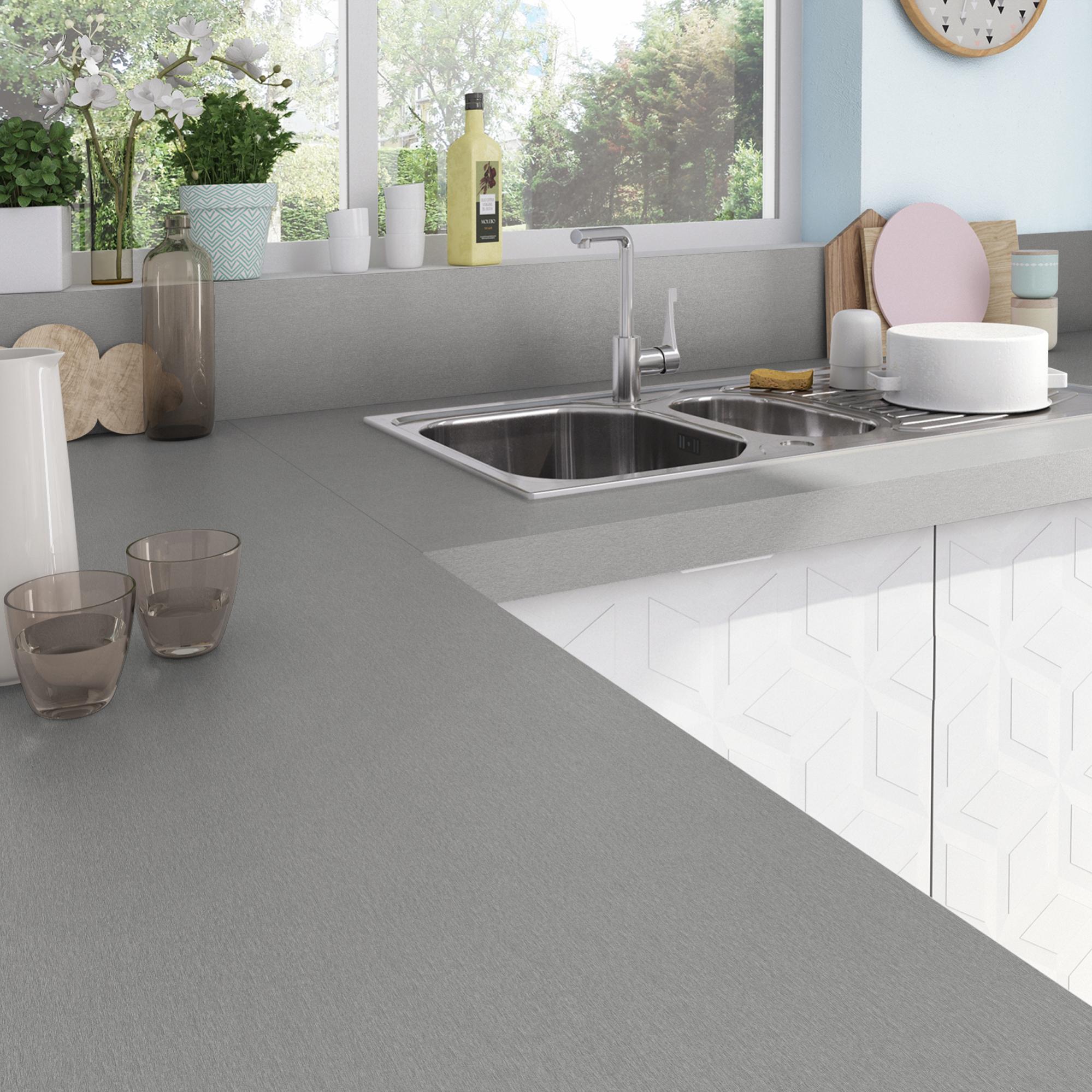 Plan d'angle stratifié Imit inox anthracite Mat L.105 x P.105 cm, Ep.38 ...