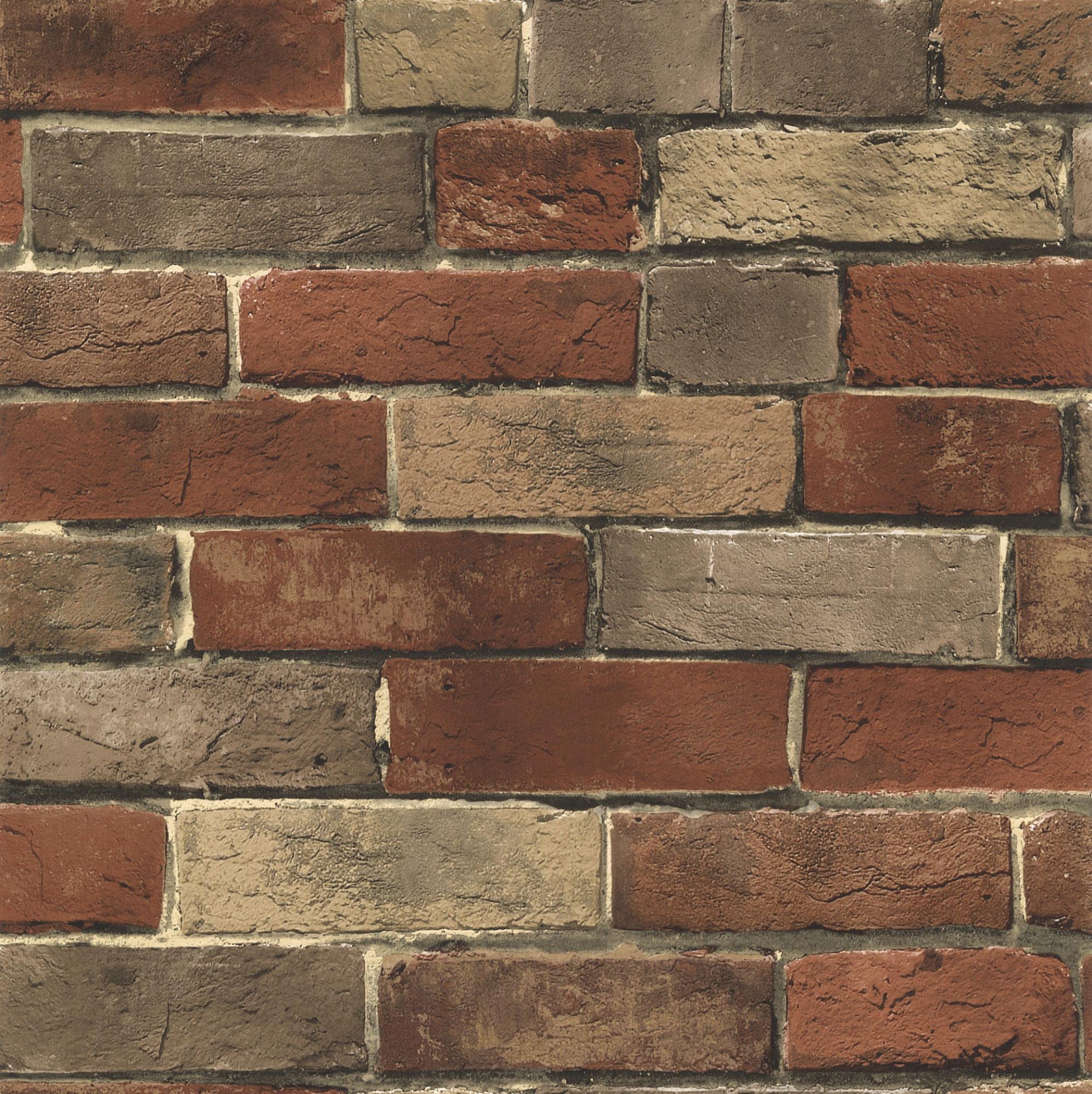 Papier peint bricks marron papier cuisine et bain | Leroy Merlin