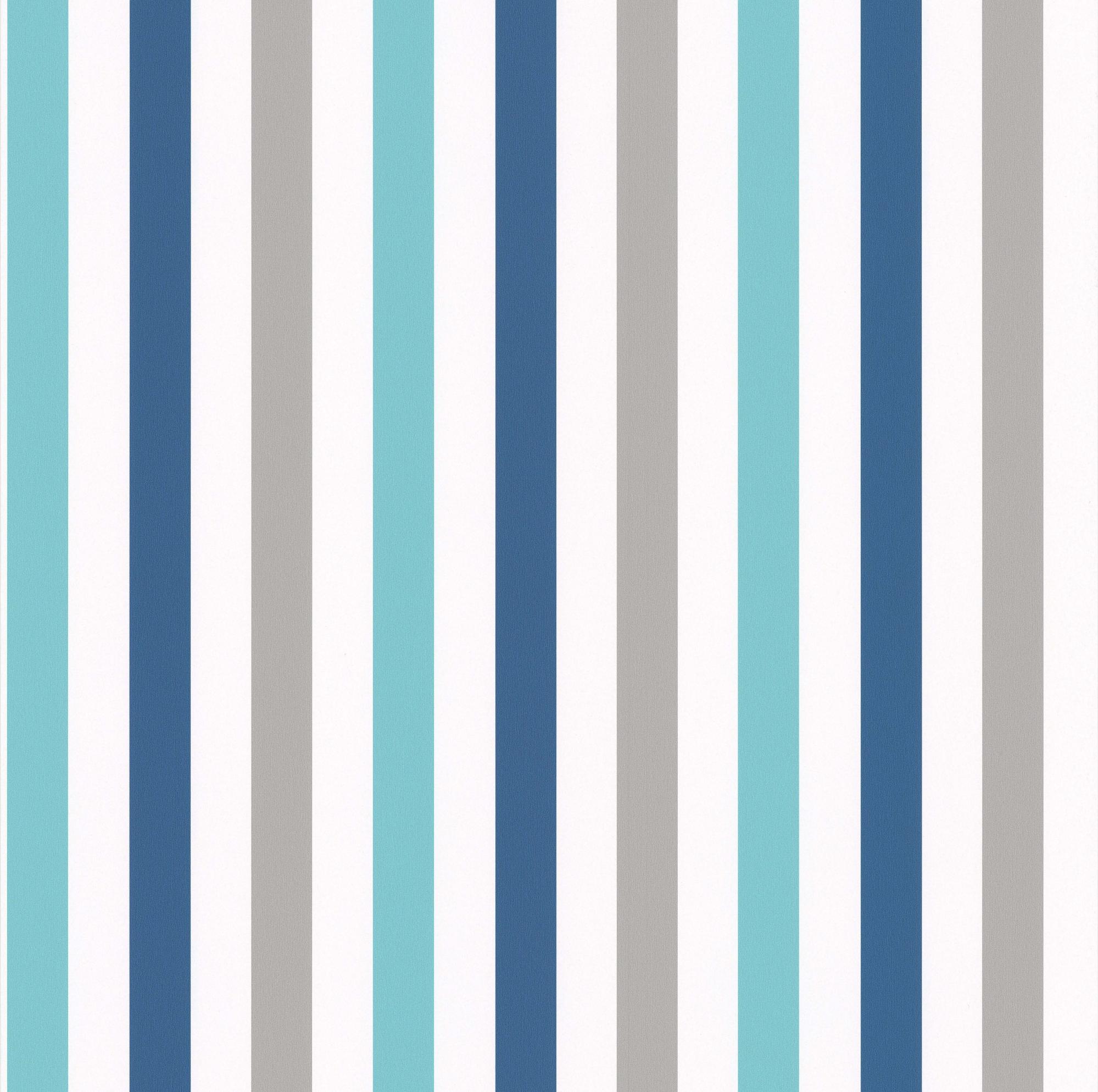 Papier peint papier LES PETITS CURIEUX Rayure bleu / gris | Leroy Merlin