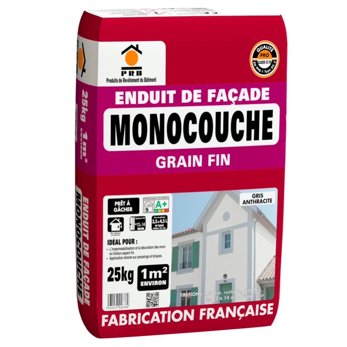Enduit monocouche gris anthracite PRB 25 kg | Leroy Merlin