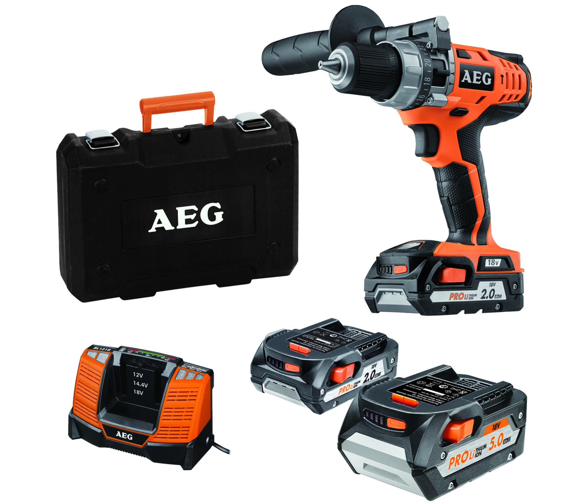 Perceuse à percussion sans fil AEG BSB18CLIX04, 18 V 5 Ah, 3 batteries ...