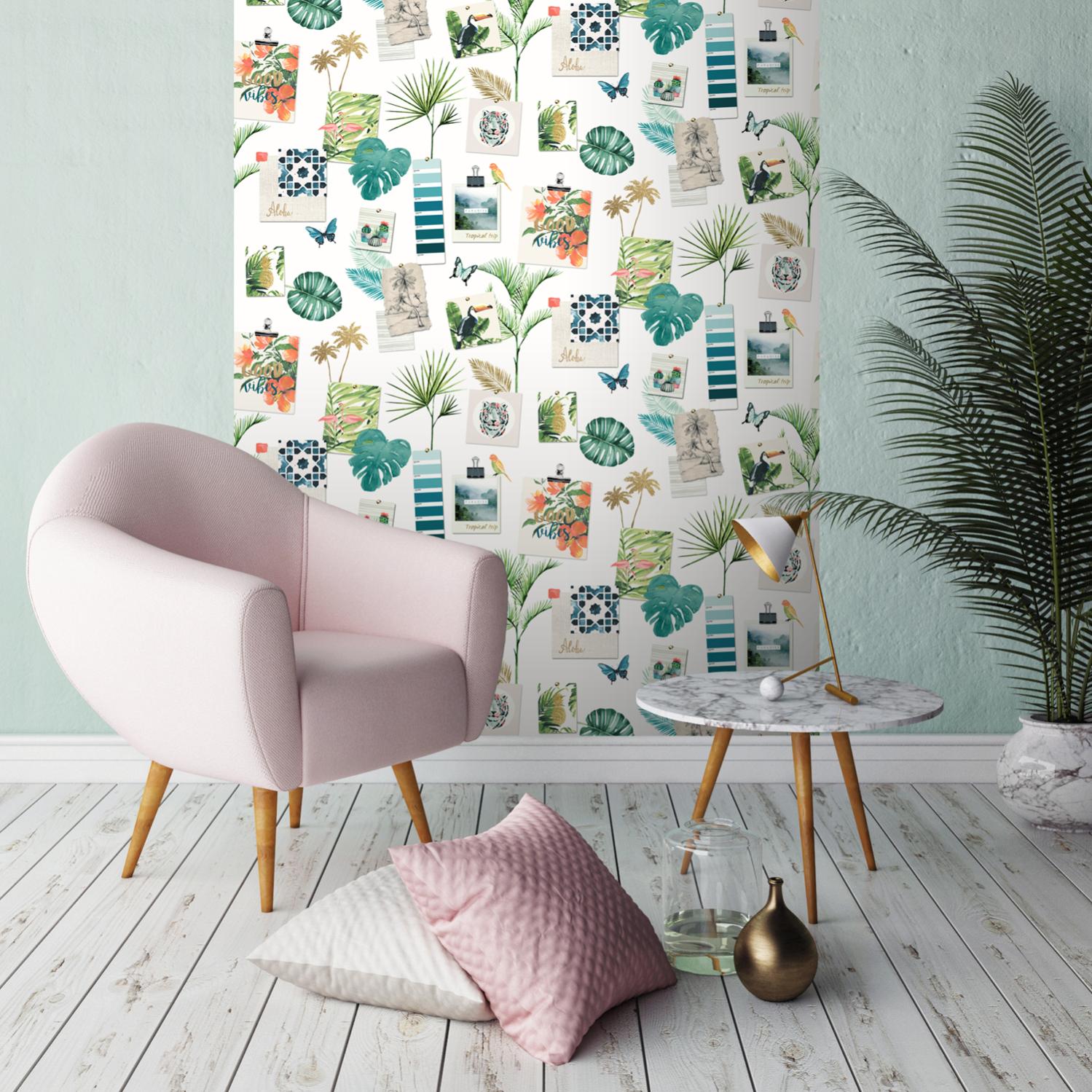 Papier peint vinyle expansé sur intissé Amazonia vert/multicouleur ...