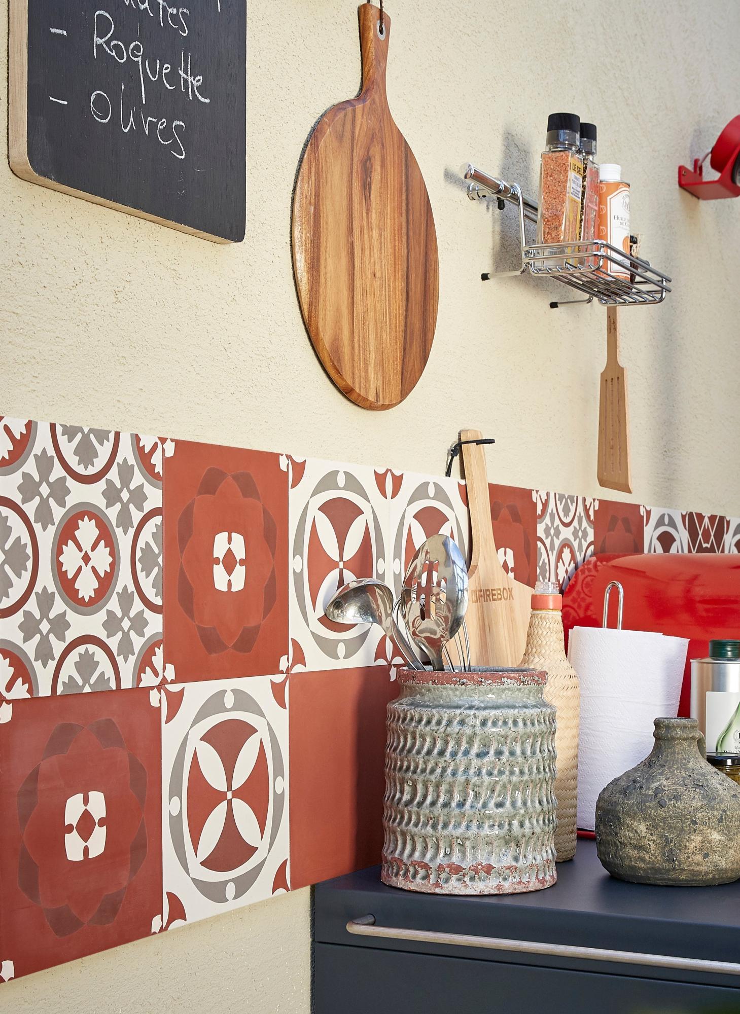 Carreau de ciment mur forte uni rouge mat l.20 x L.20 cm, Belle epoque ...