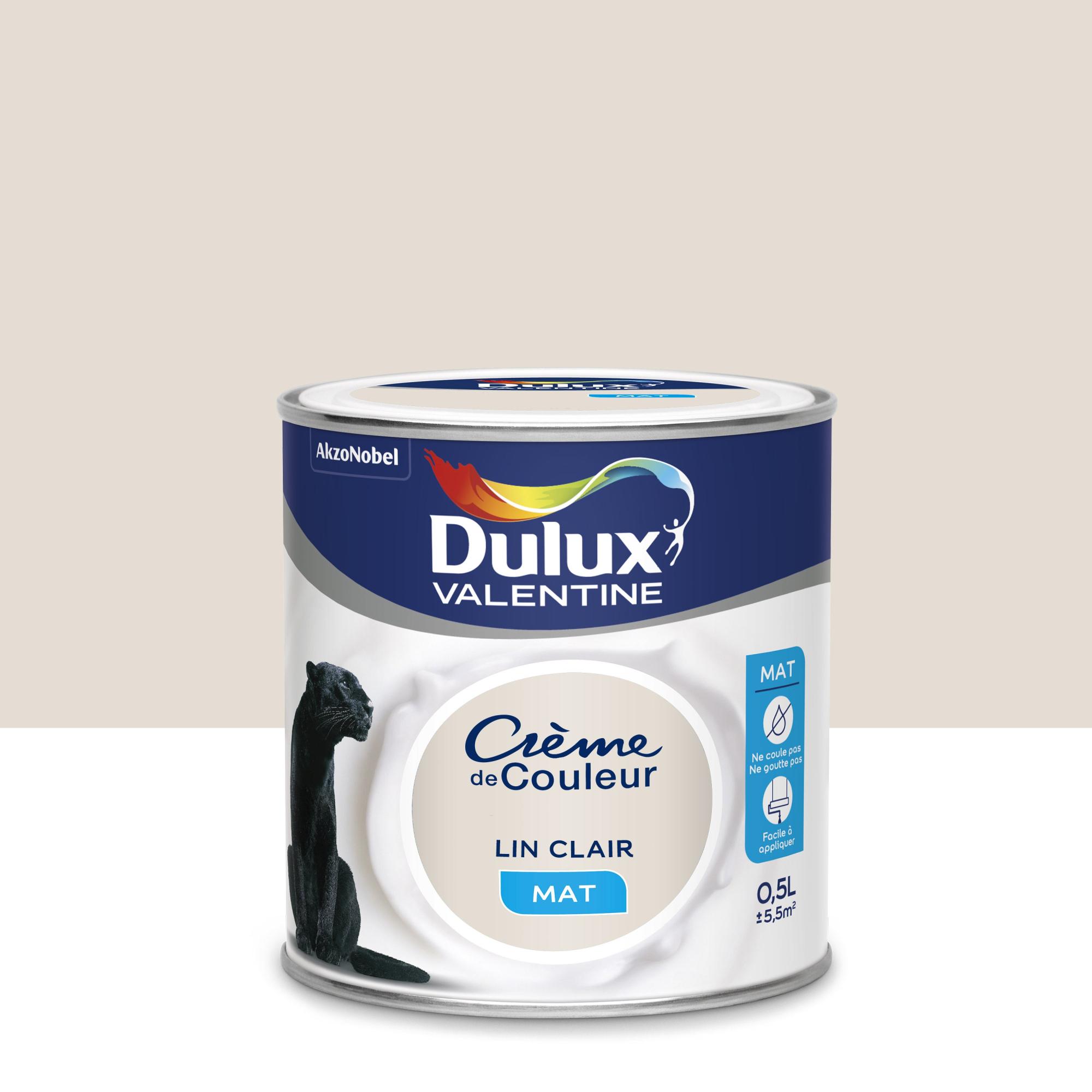 Peinture mur, boiserie, Crème de couleur DULUX VALENTINE lin clair mat 0.5 l | Leroy Merlin