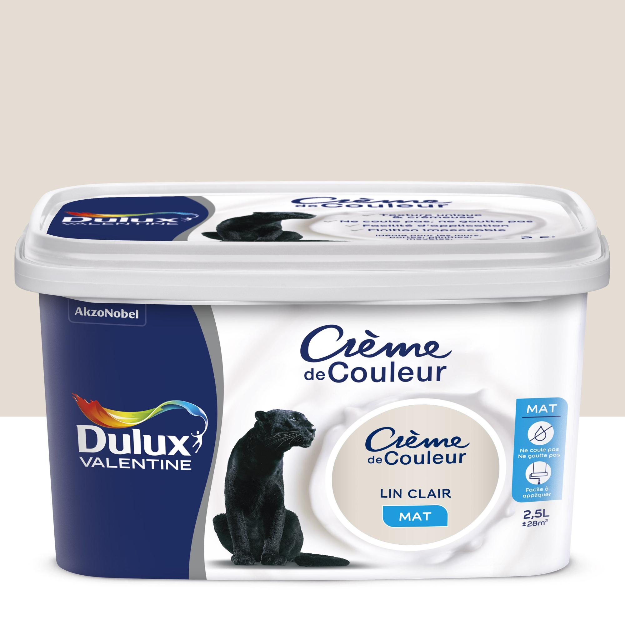 Peinture mur, boiserie, Crème de couleur DULUX VALENTINE lin clair mat 2.5 l | Leroy Merlin