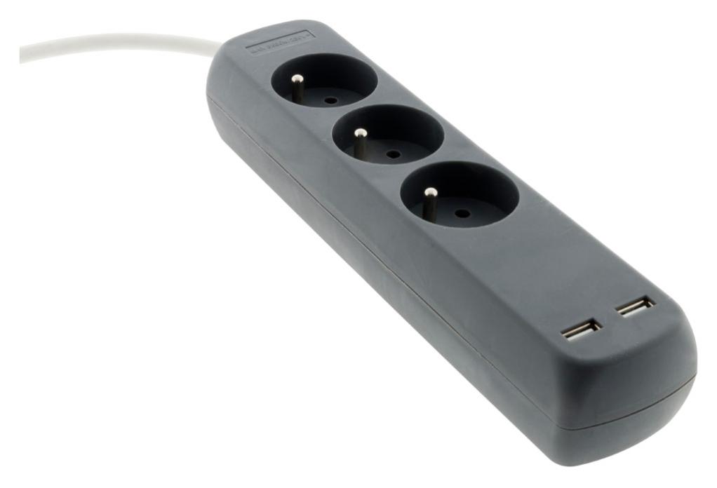 Multiprise USB filaire, 3 prises noir ZENITECH | Leroy Merlin