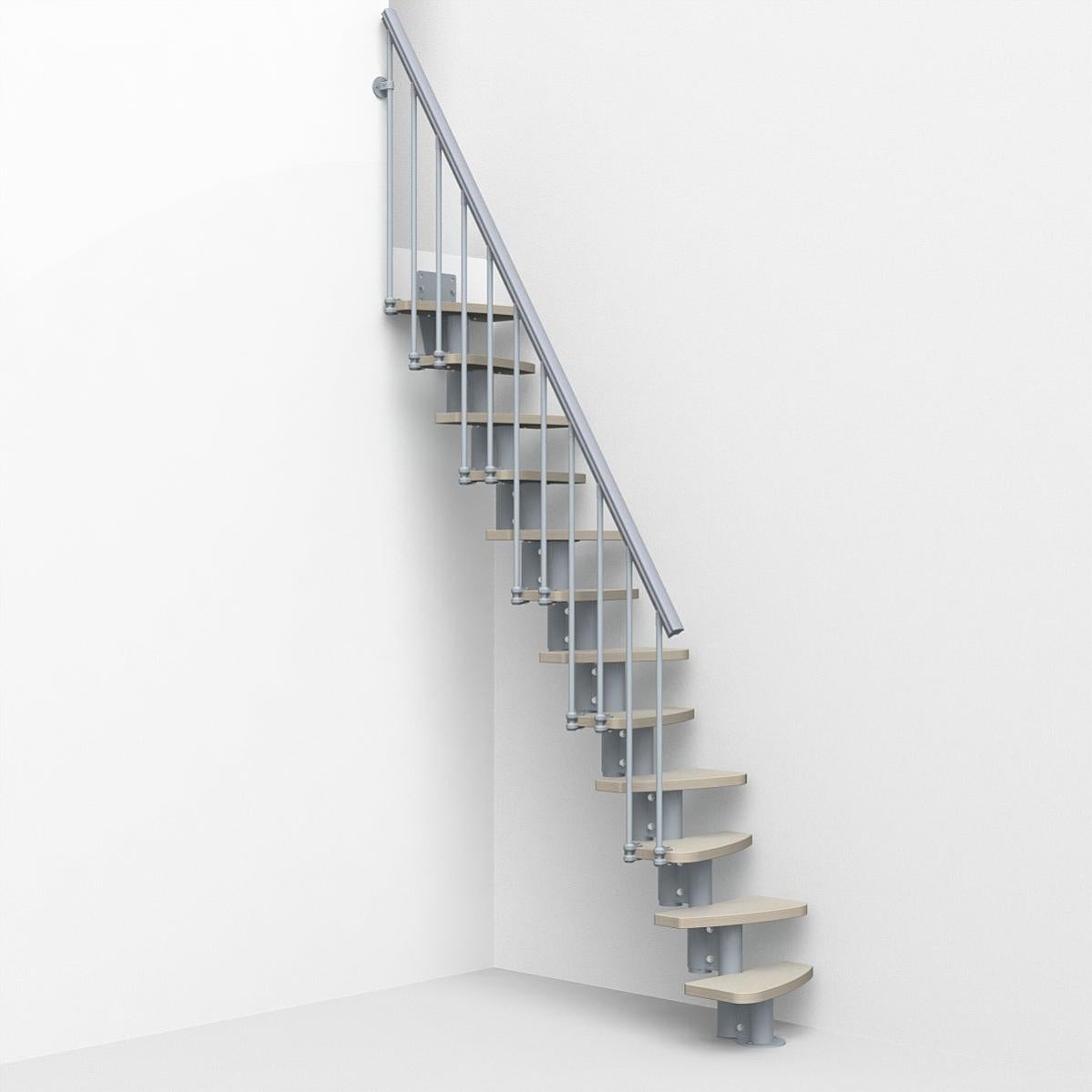 Escalier droit réversible acier gris Pure 12 marches, l.62 cm | Leroy ...